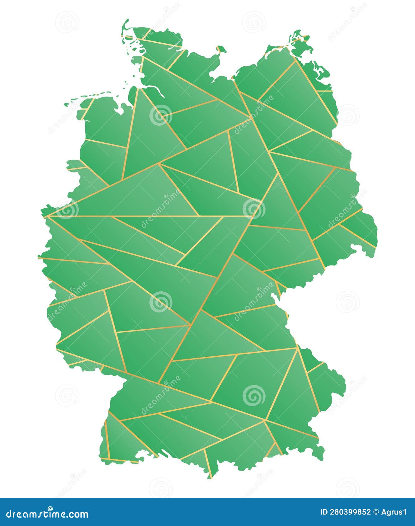 Vector Illustration of Green and Gold Colored Germany Map Stock Vector ...