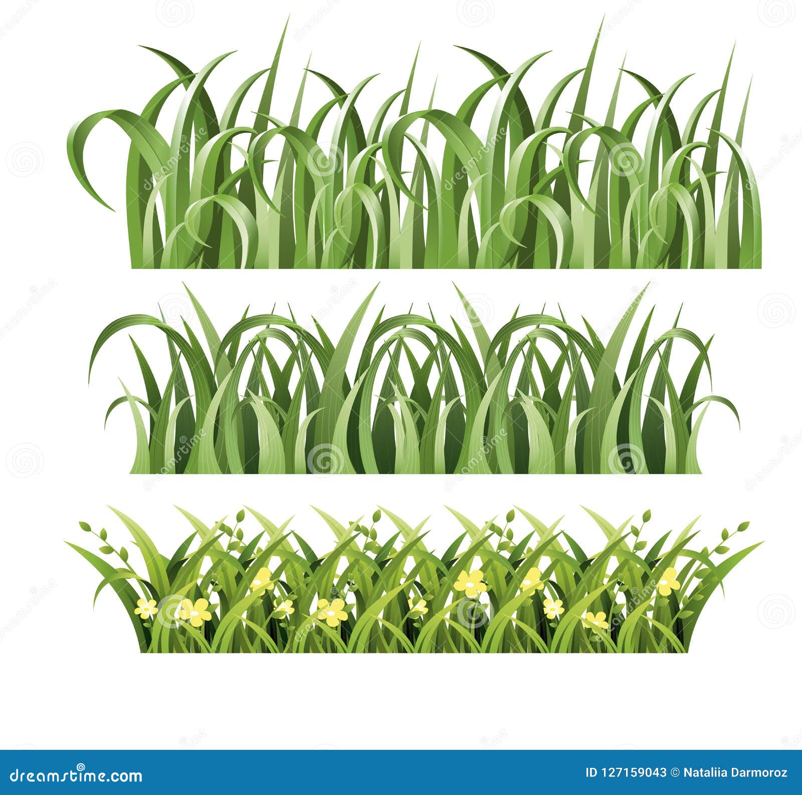 Vector Illustration of Green Grass Set on White Background. Spring and ...
