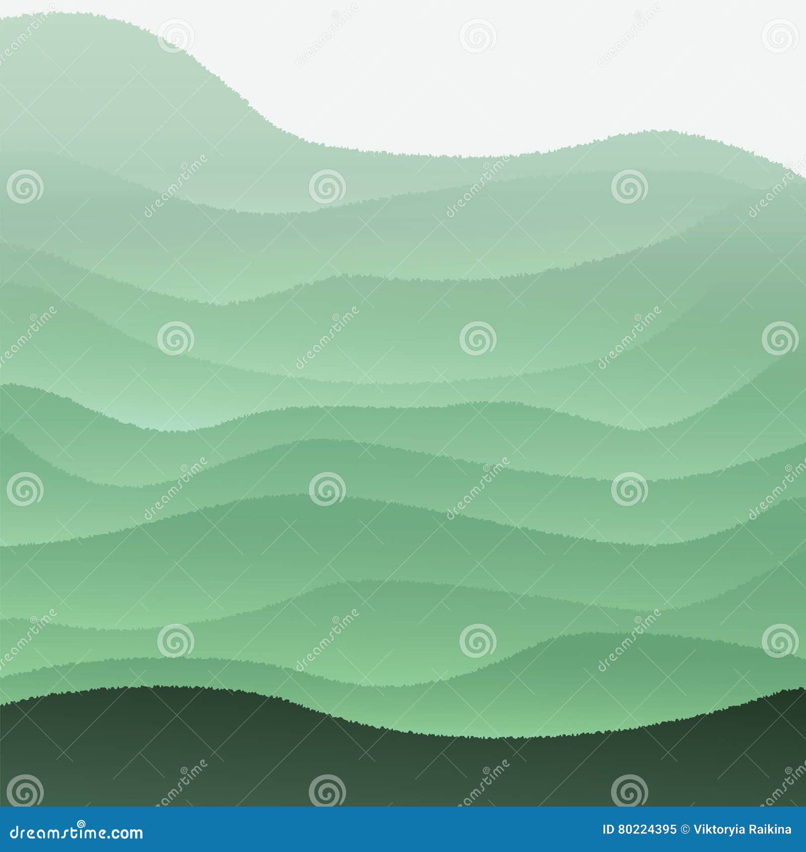 Vector Illustration with Green Hills. Stock Vector - Illustration of ...