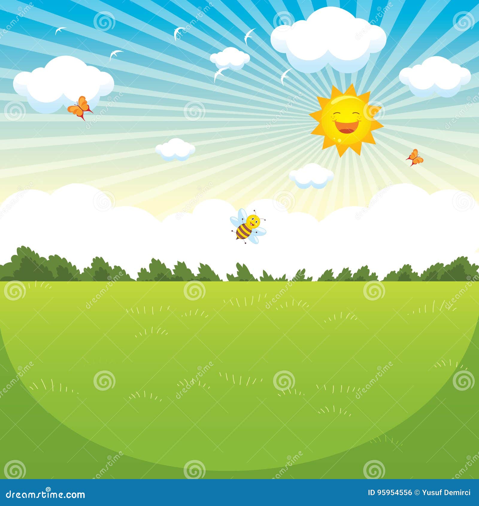 Vector Illustration of Green Landscape Stock Vector - Illustration of ...