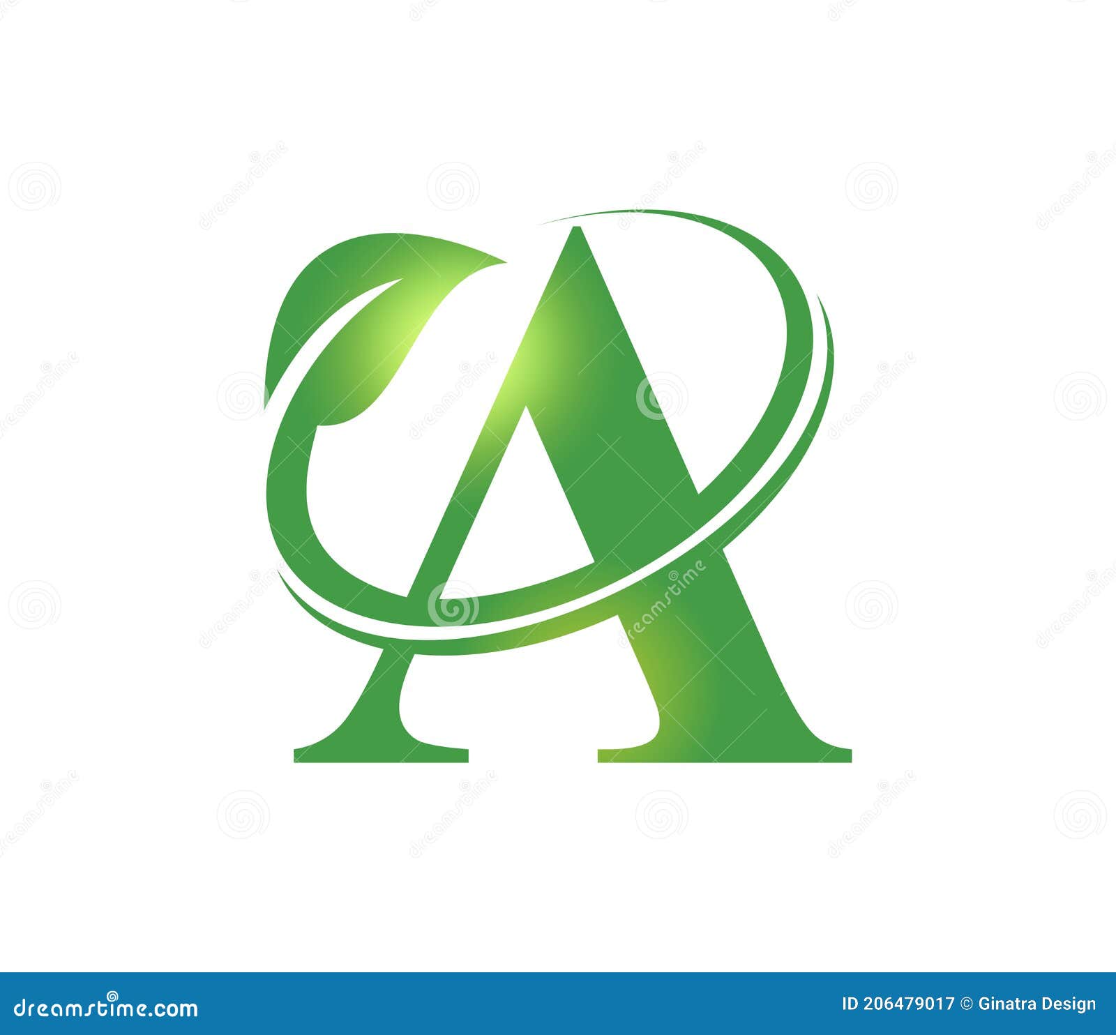 Green Leaf Monogram Initial Letter a Stock Vector - Illustration of ...