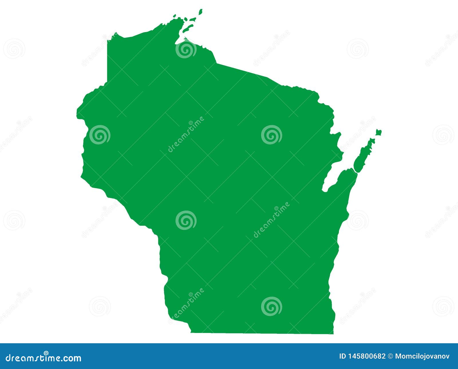 Green Map of US State of Wisconsin Stock Vector - Illustration of ...
