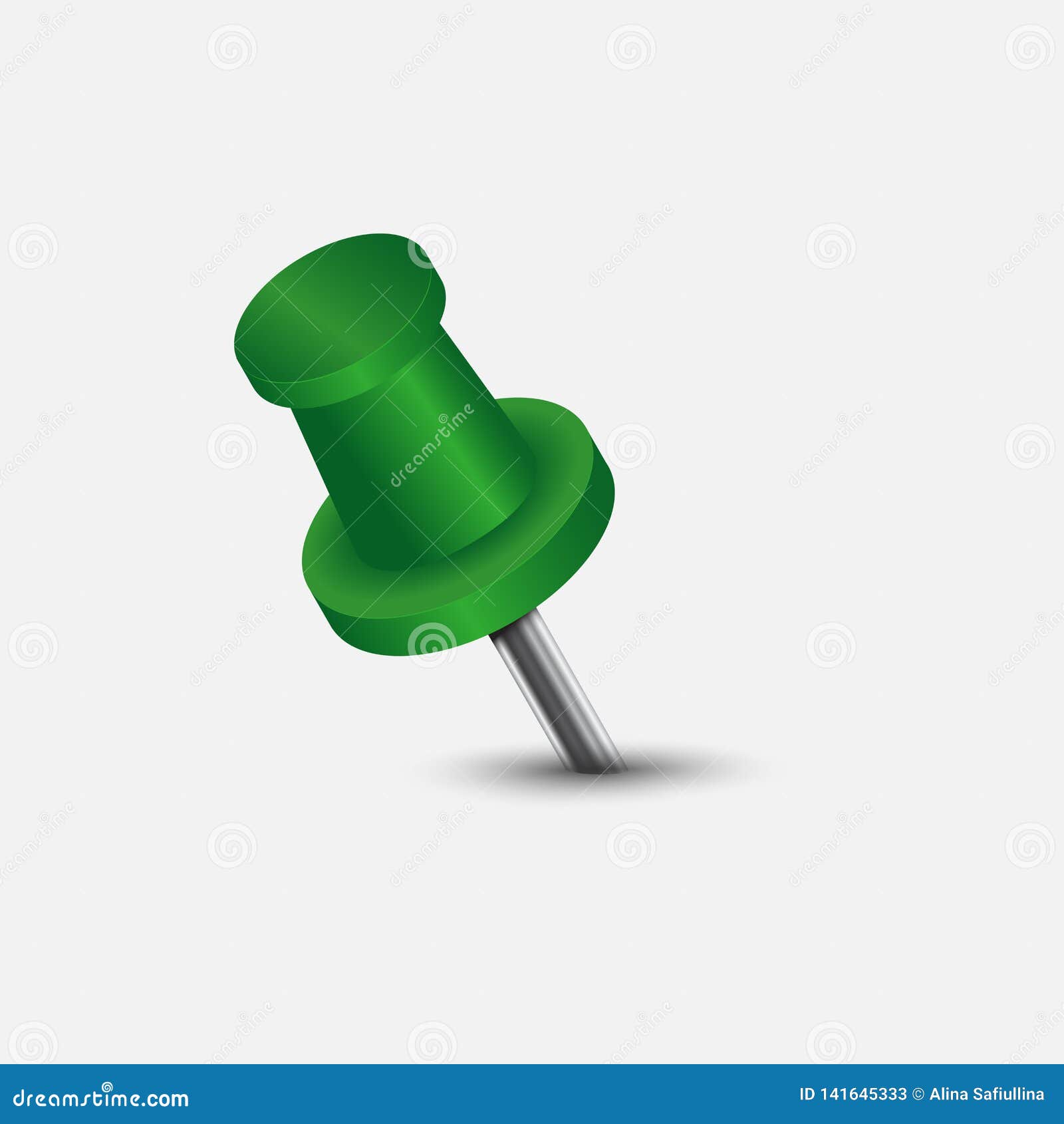 Vector Illustration of Green Push Pin. Stock Vector - Illustration of ...