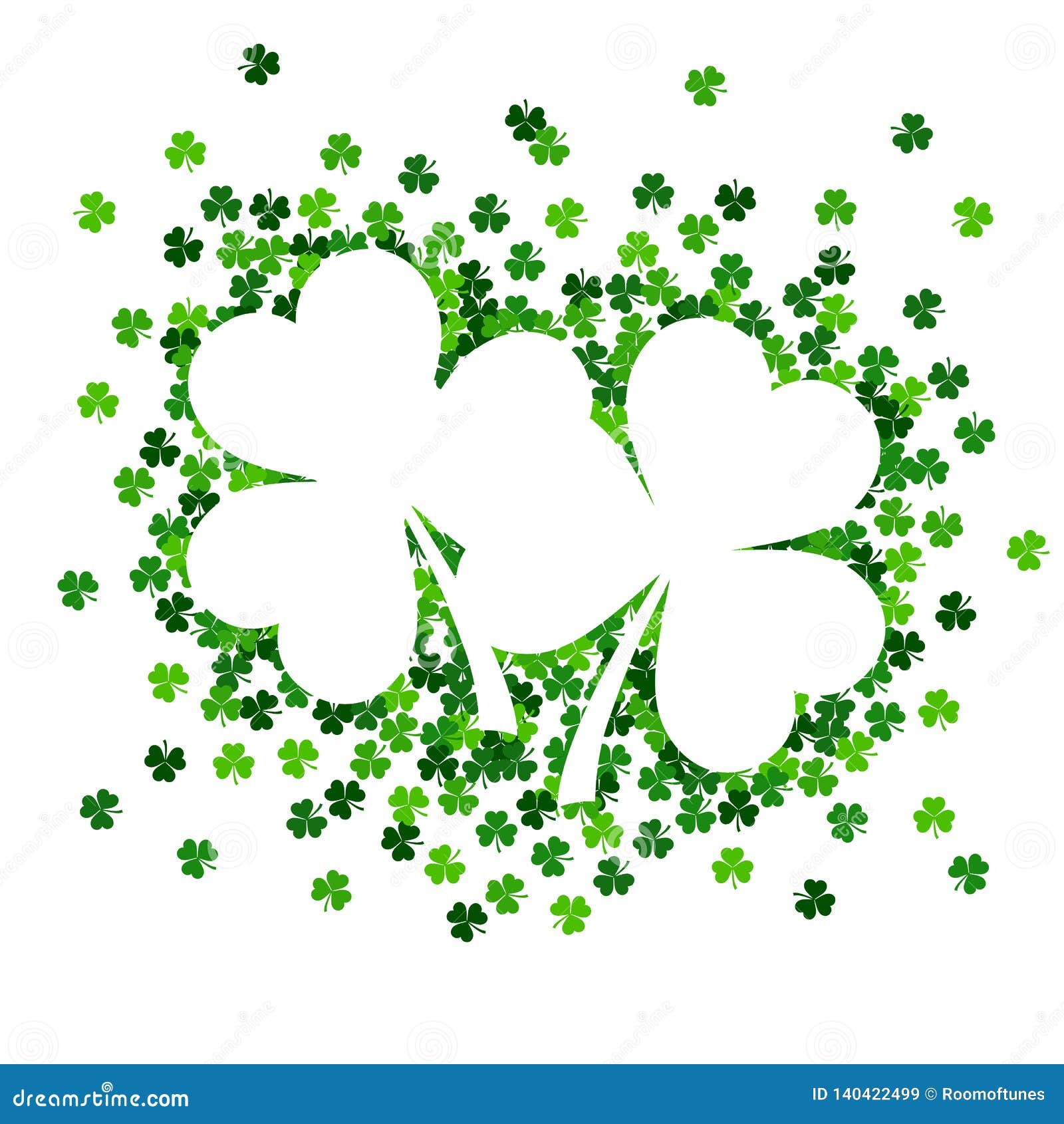 Vector Illustration With Green Shamrocks On White Background Stock