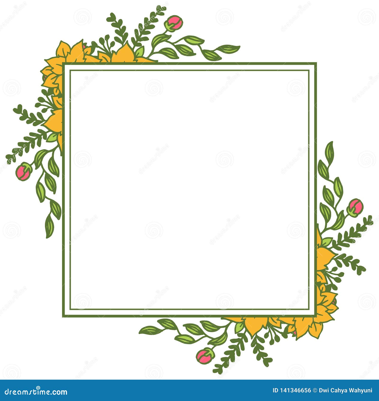 Vector Illustration Greeting Card with Colorful Flower Frame Stock ...