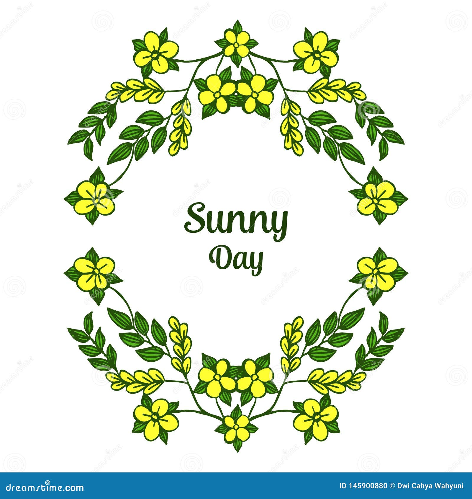 Vector Illustration Greeting Template Sunny Day with Leaf Flower Frame ...