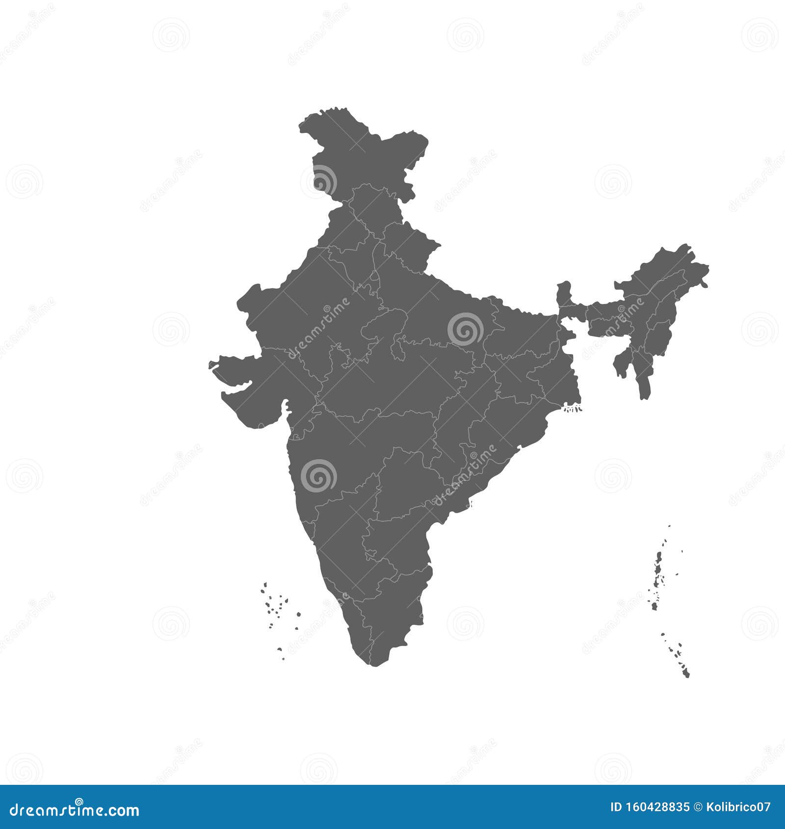 Vector Illustration of Grey India Map. Vector Map. Stock Vector ...