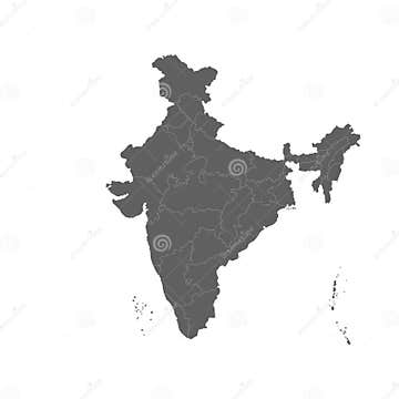 Vector Illustration of Grey India Map. Vector Map. Stock Vector ...