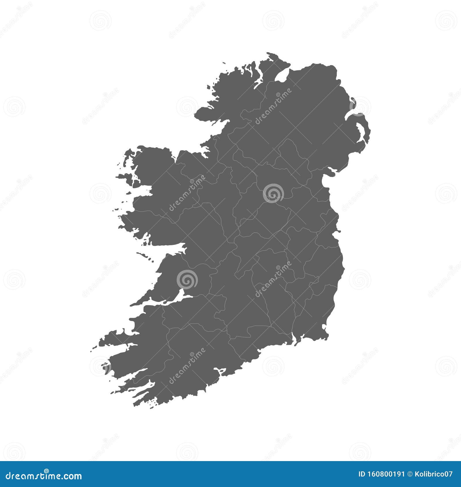 Vector Illustration of Grey Ireland Map. Vector Map. Stock Vector ...