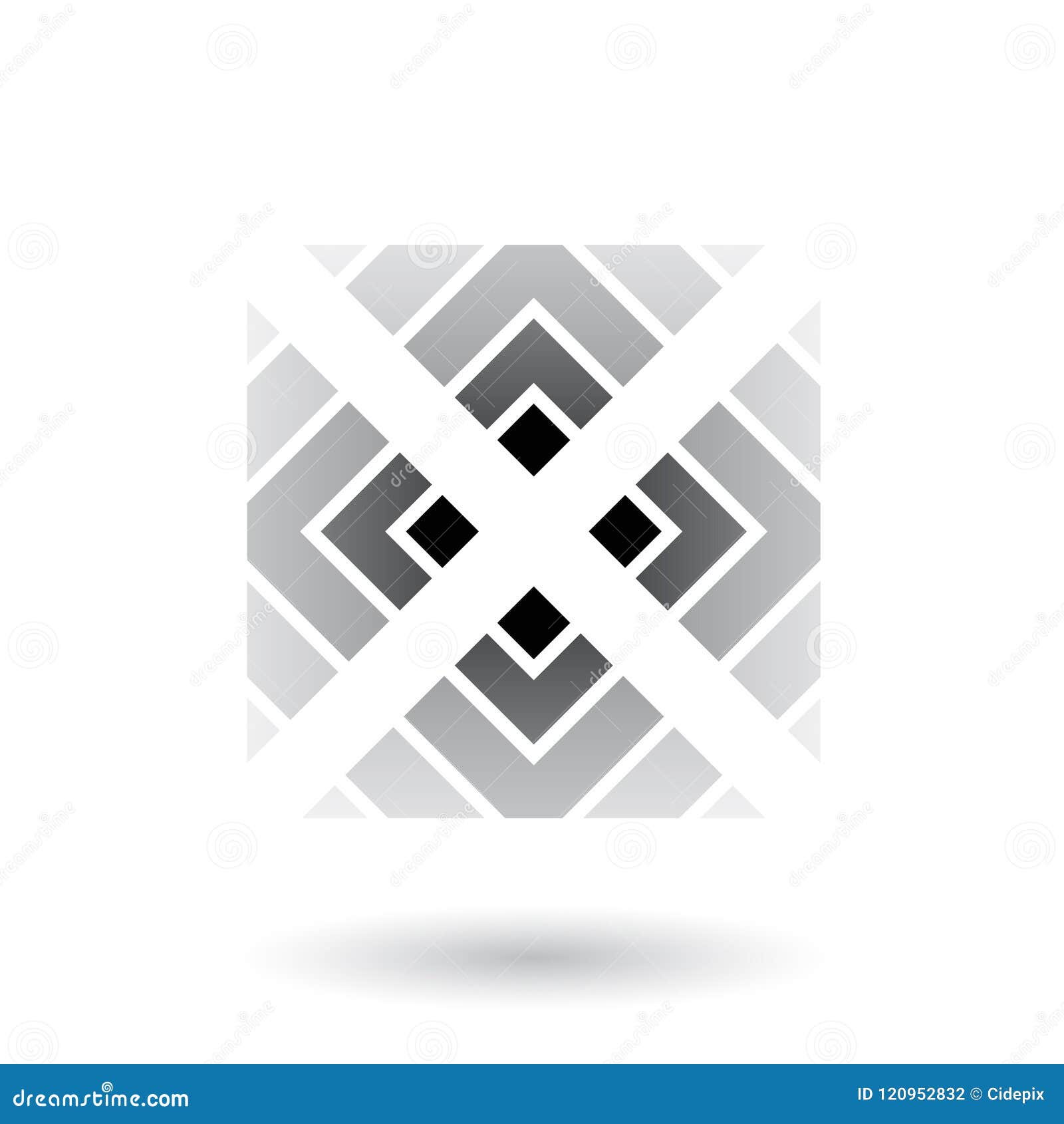 Grey Letter X Icon with Square and Triangles Vector Illustration Stock ...