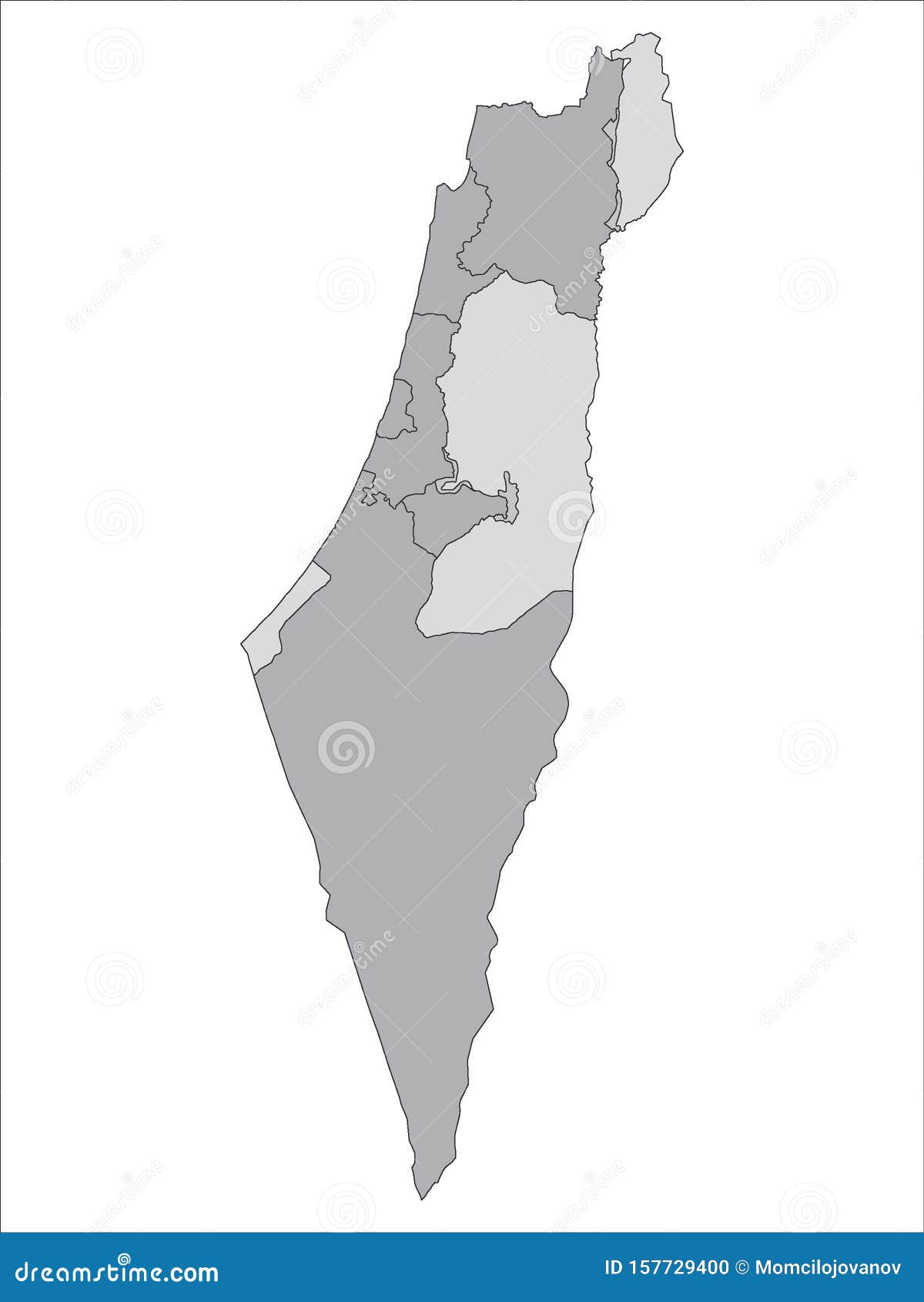 Grey Map of Districts of State Israel Stock Vector - Illustration of ...