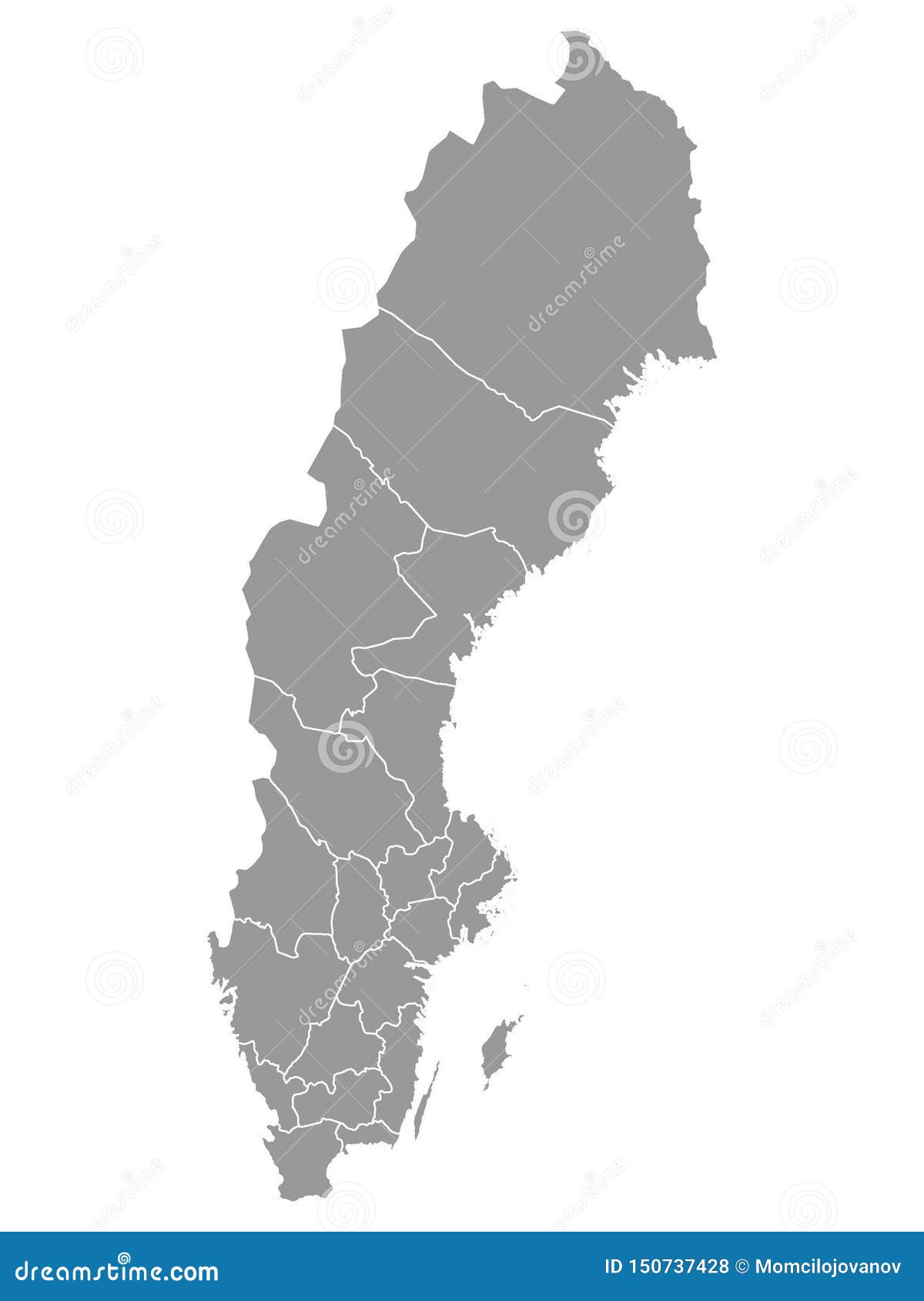 Grey Map of Regions of Sweden Stock Vector - Illustration of finland ...