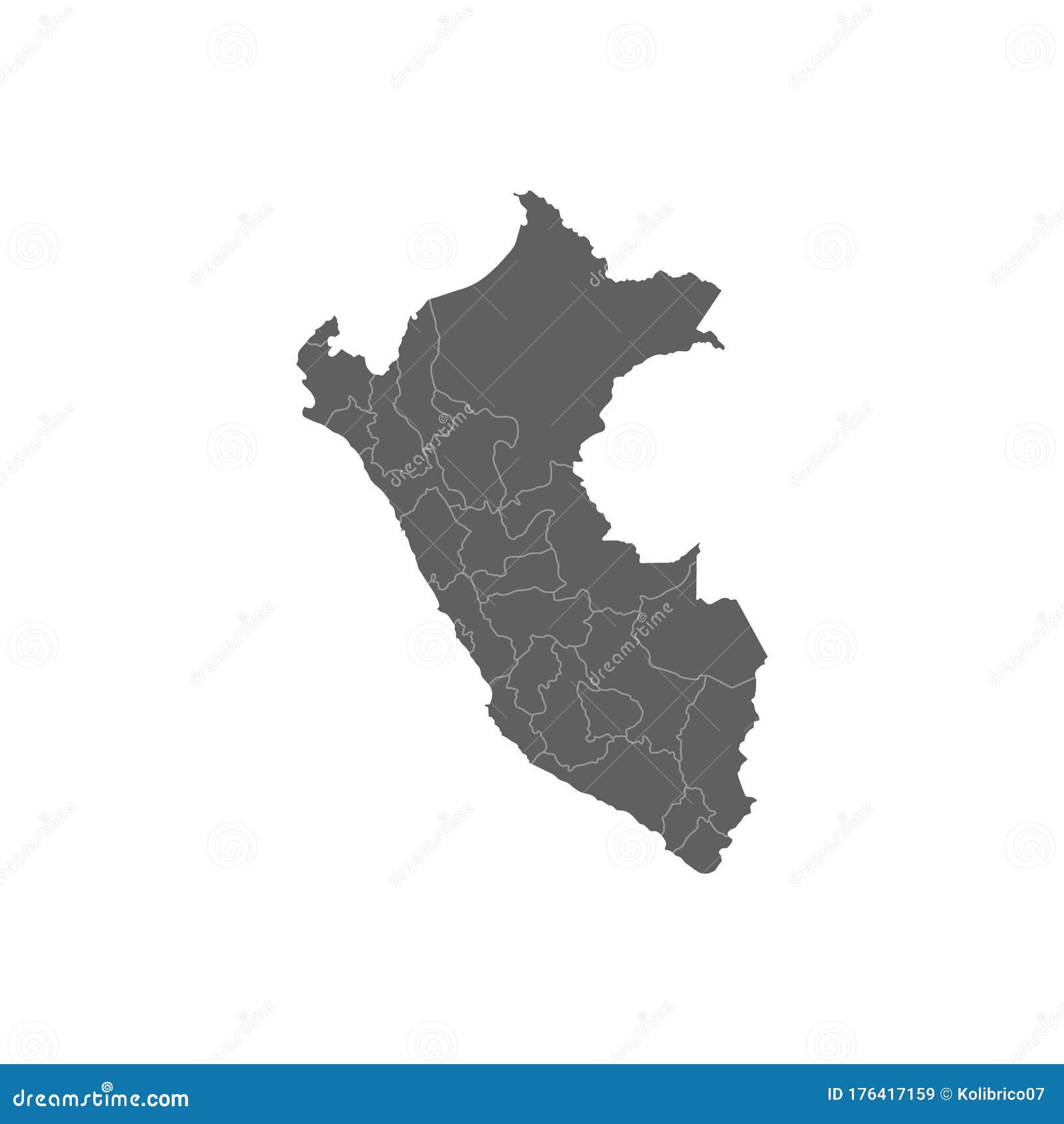 Vector Illustration of Grey Peru Map. Vector Map. Stock Vector ...