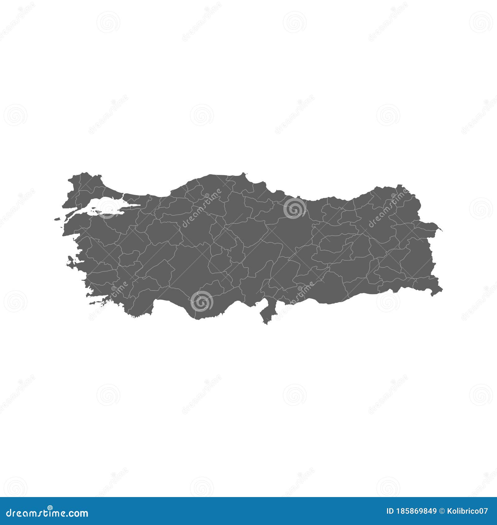 Vector Illustration of Grey Turkey Map. Vector Map. . Stock Vector ...