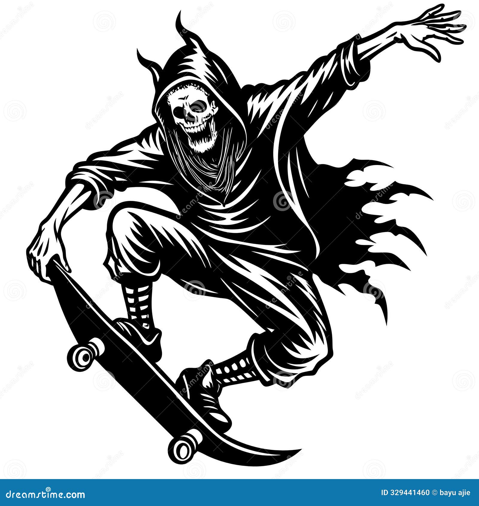 A Vector Illustration of Grim Reaper, Playing Skateboad. AI Image ...