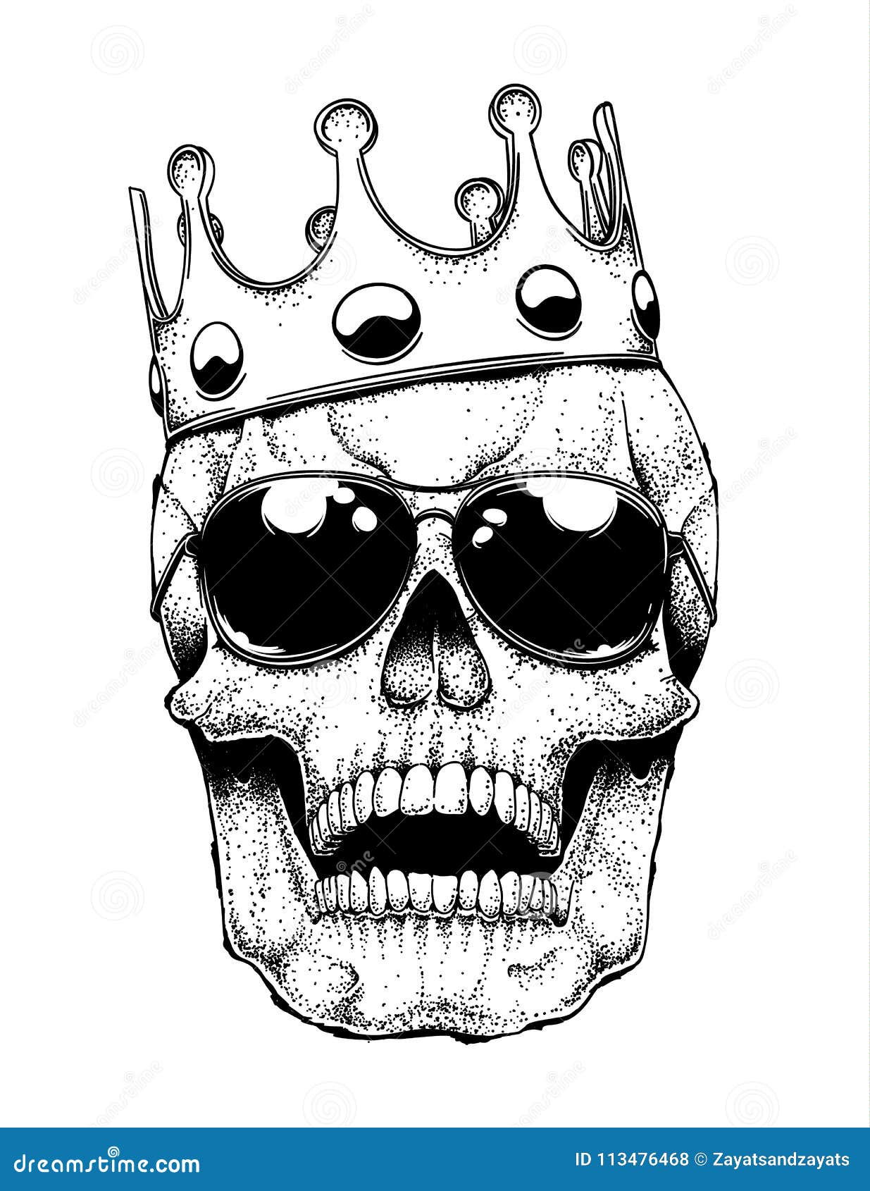 Skull in a Crown stock vector. Illustration of evil - 113476468