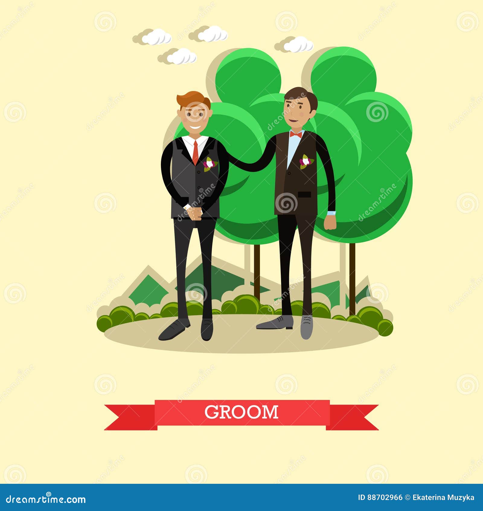 Vector Illustration of Groom in Flat Style Stock Vector - Illustration ...