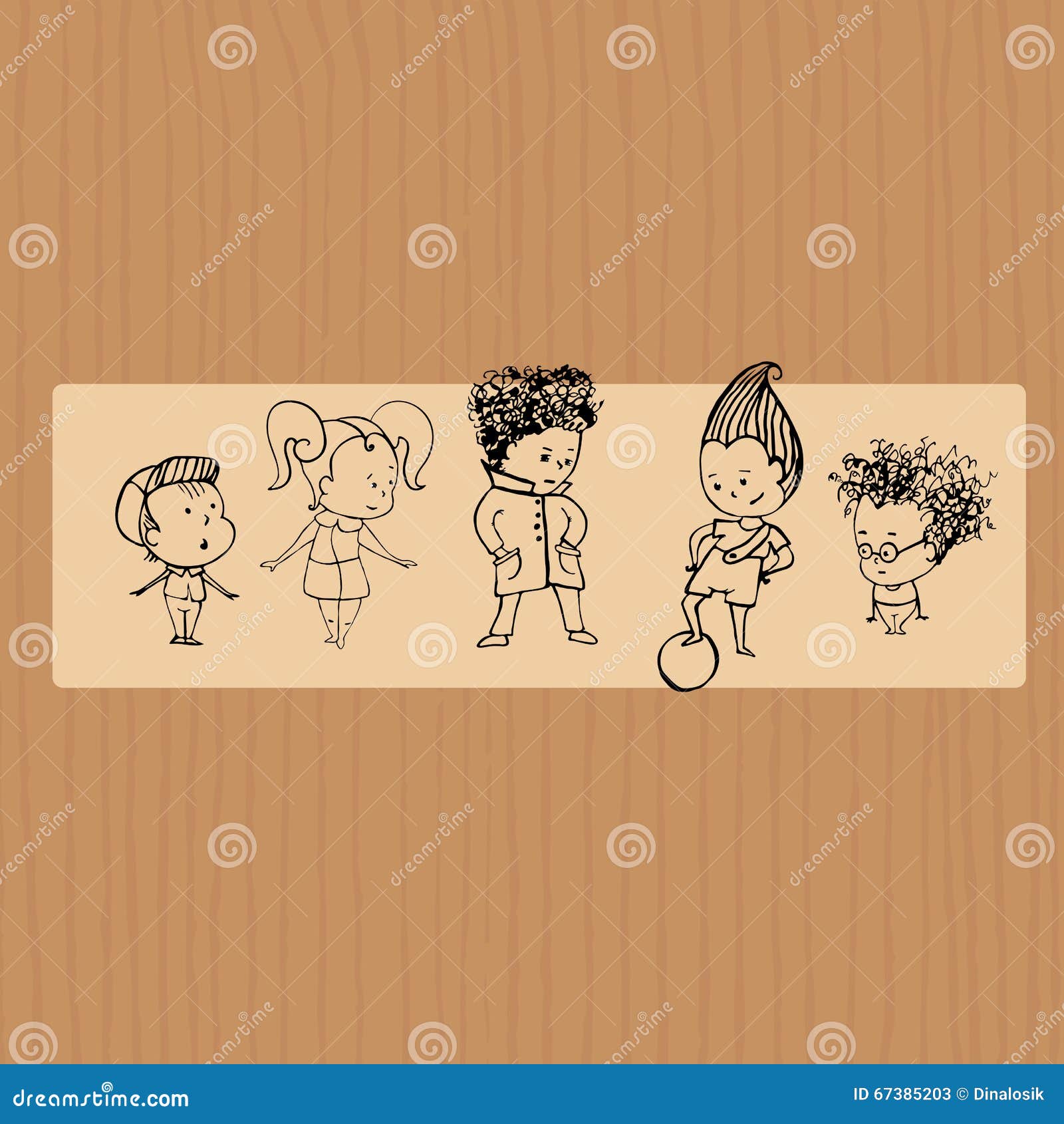 Vector Illustration of a Group Children Outline Stock Illustration ...