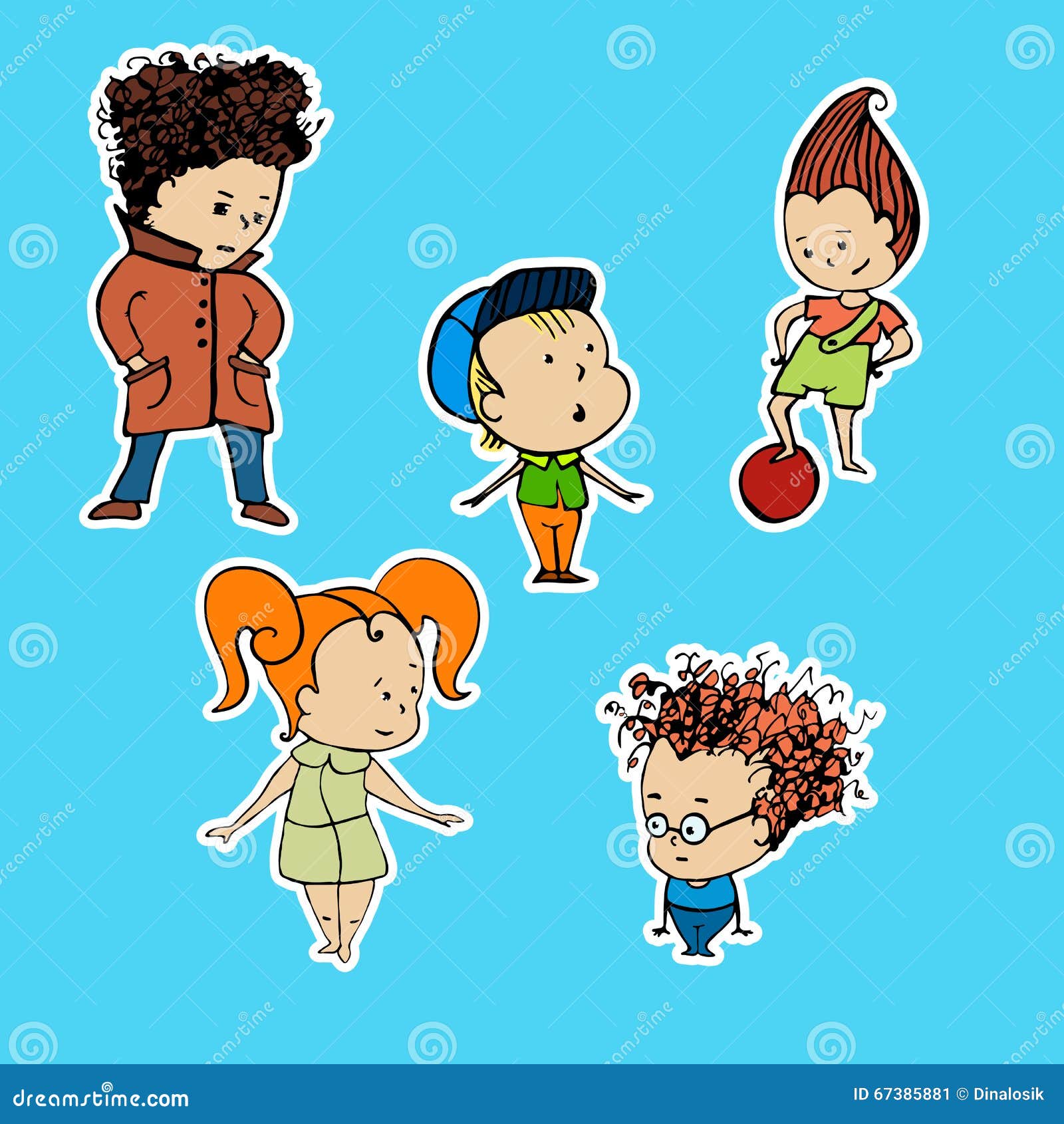 Vector Illustration of a Group Children Stickers Stock Illustration ...