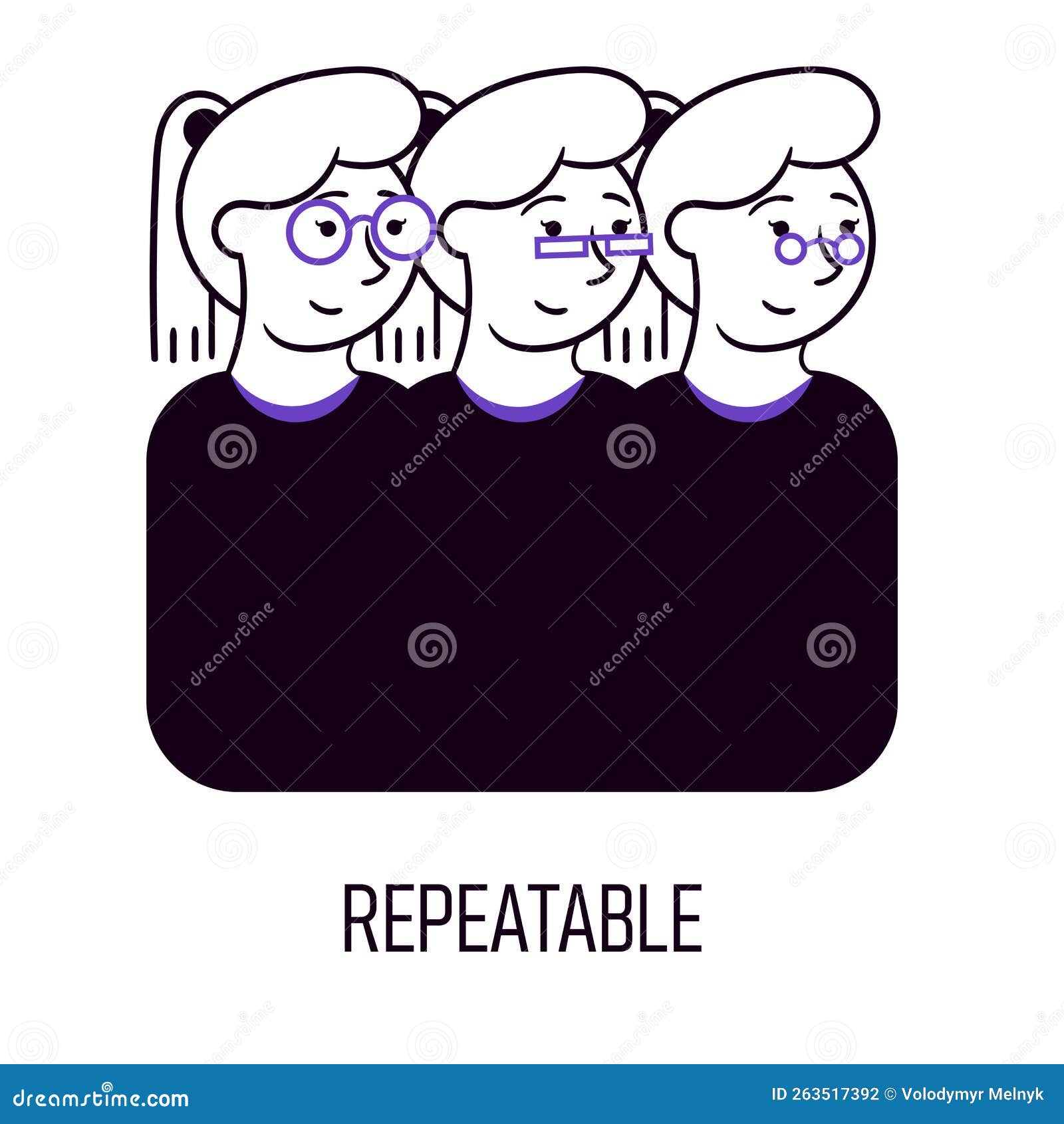 Vector Illustration.Group of Employees Working on Same Ideas and ...