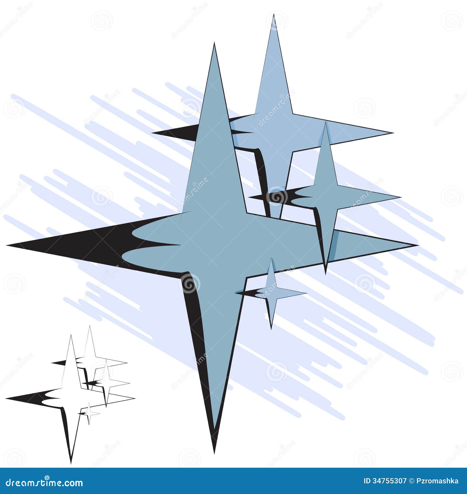 Vector Illustration. Group of Four-pointed Star Stock Vector ...