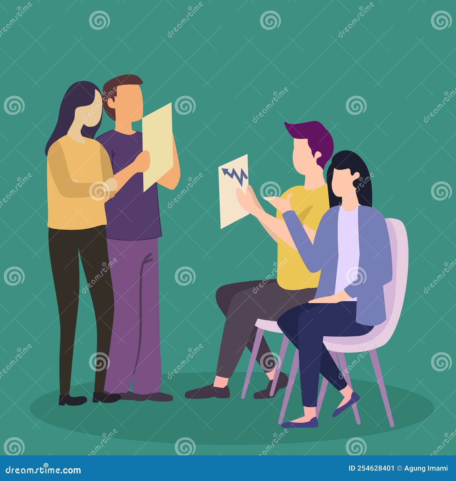 Vector Illustration about a Group of Managers Discussing Together ...