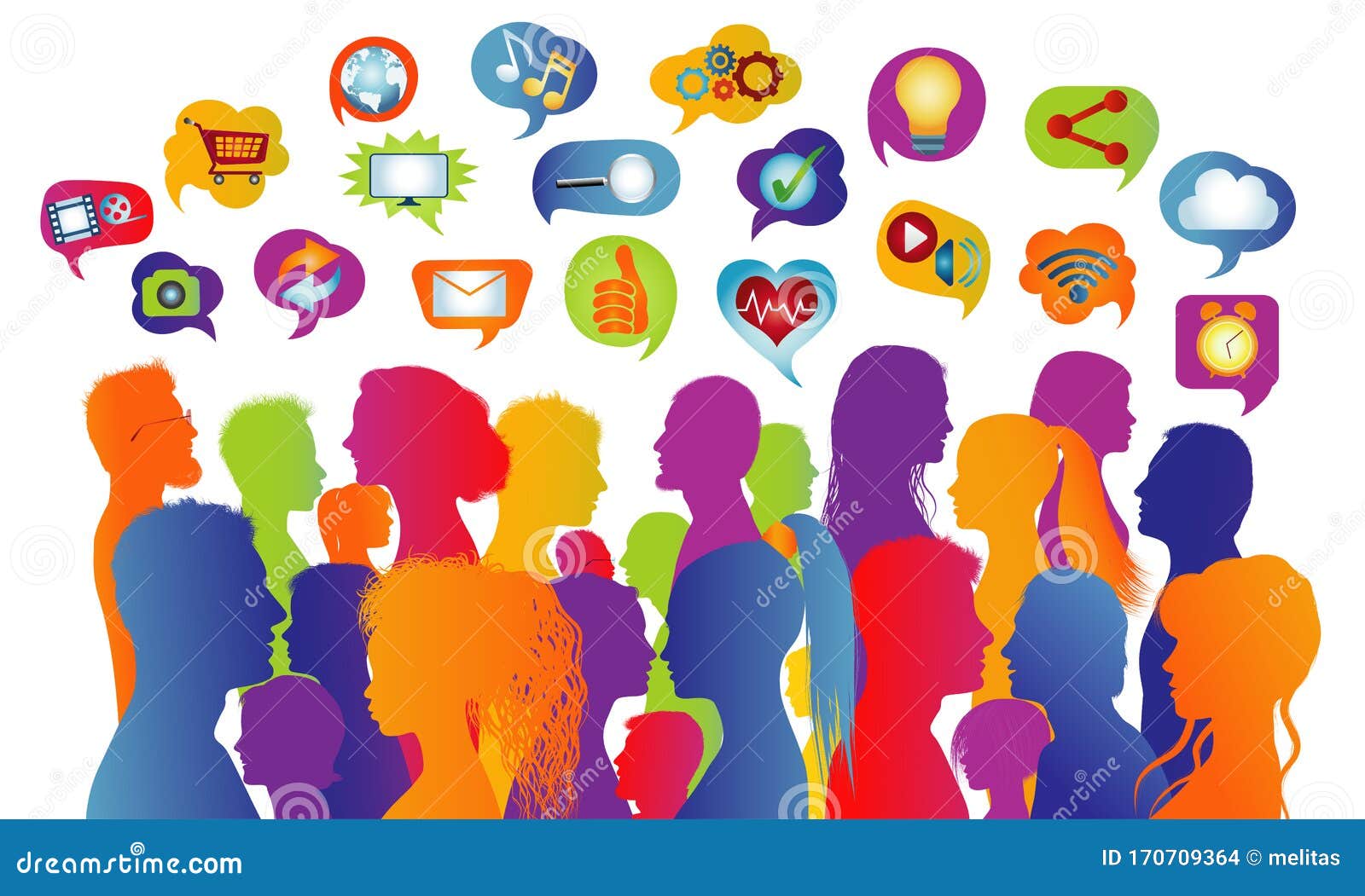 Connecting Group of Multiethnic People Who Socialize Communicate and ...