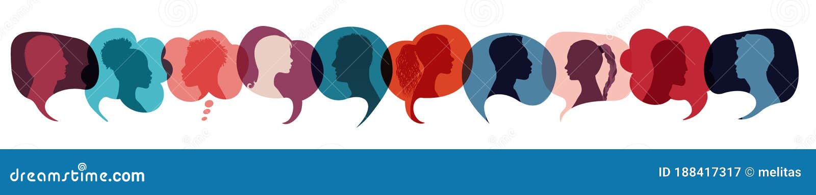 Speech Bubble with Multiethnic People. Communication and Social Network ...