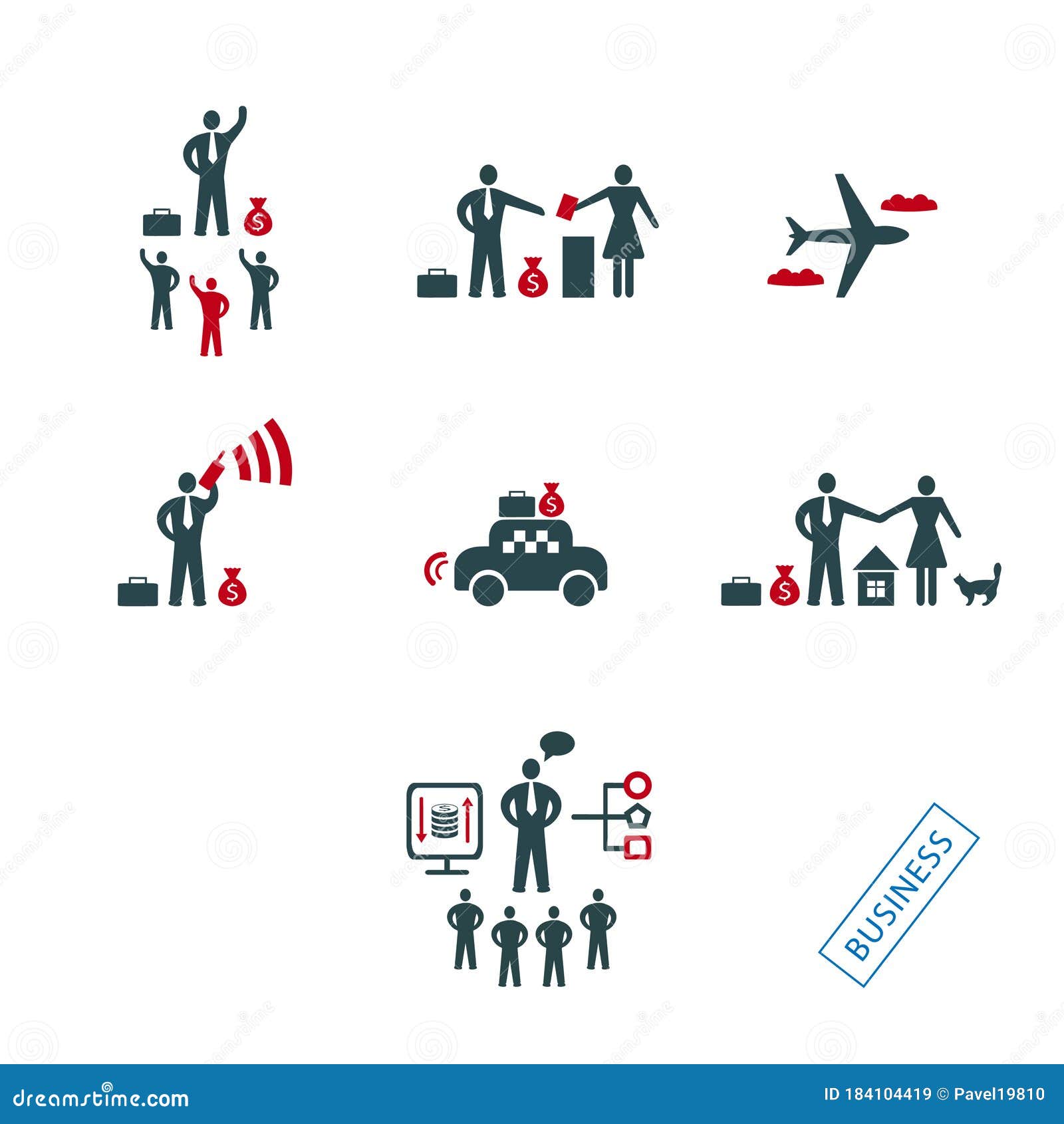 Vector Illustration of a Group, a Set of Icons in the Same Style ...