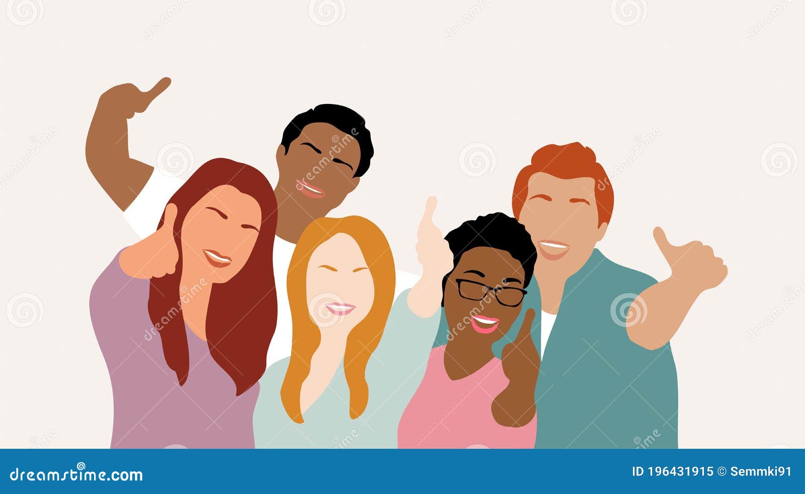 Vector Illustration of a Group of Young People.Abstract Portrait in a ...