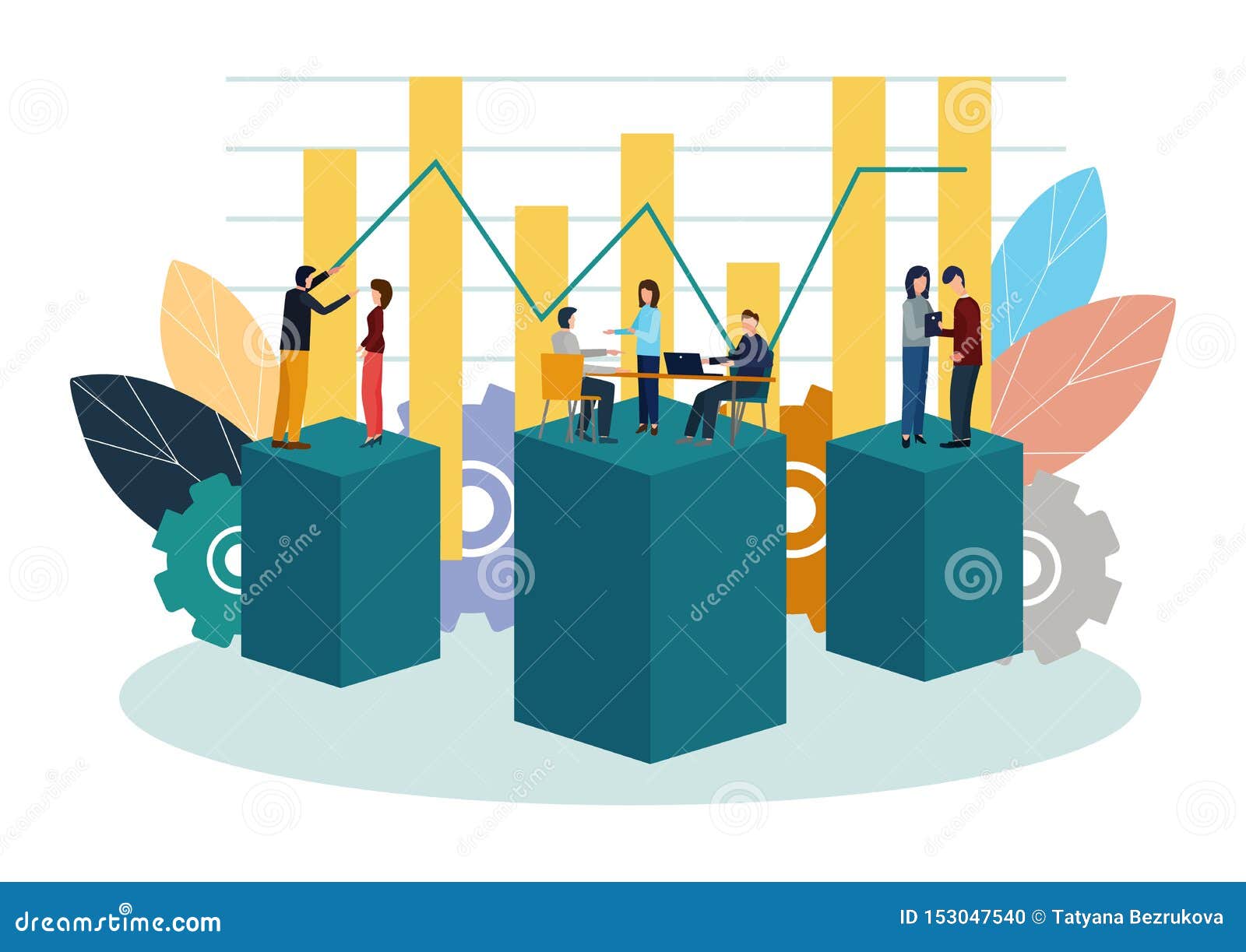 Vector Illustration. Growth Chart Concepts, Work of Professional People ...
