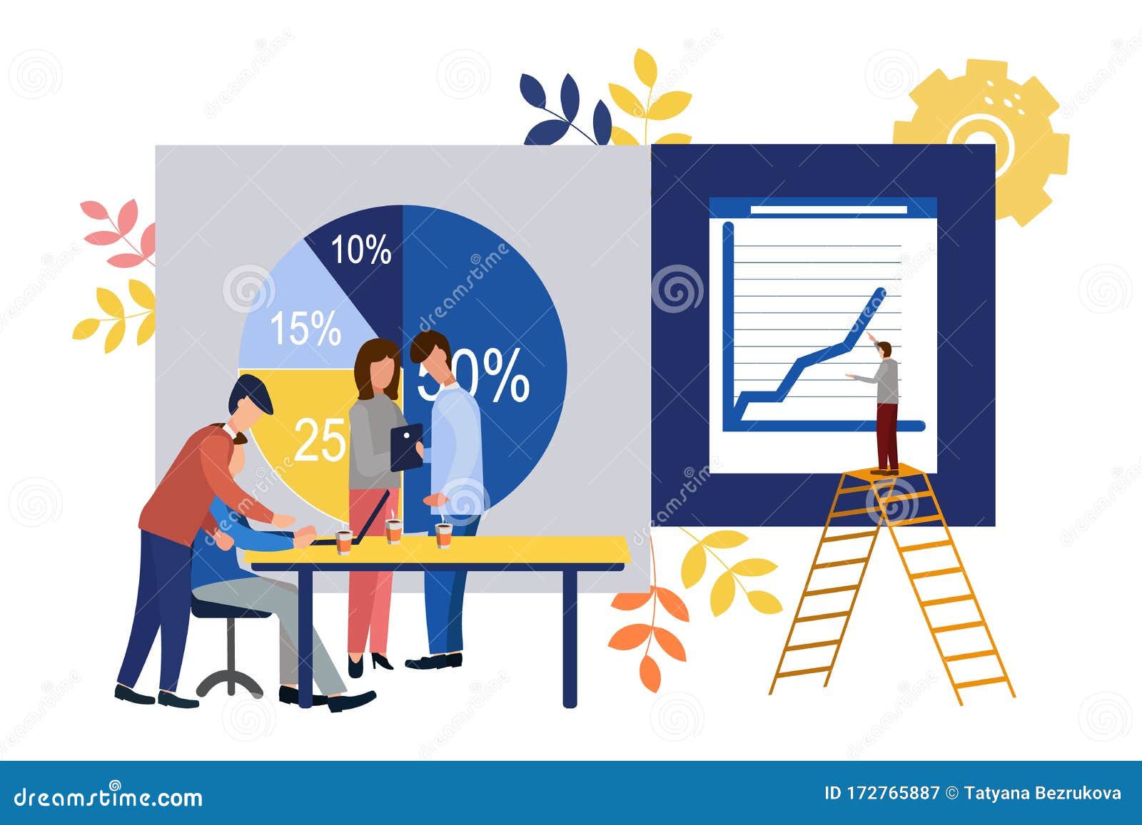 Vector Illustration. Growth Chart Concepts, Work of Professional People ...