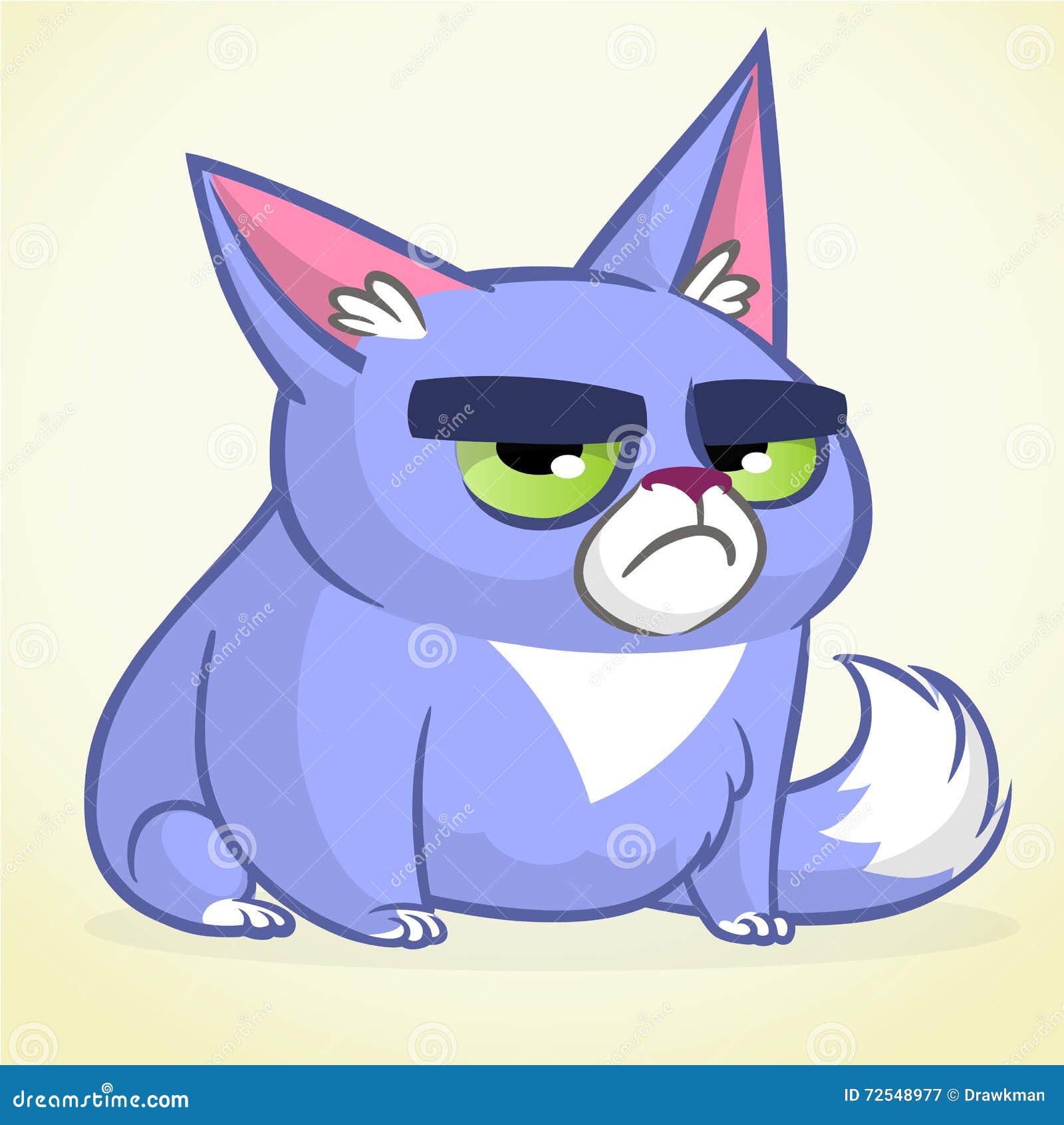 Illustration Of Grumpy Cat At The Office. Animal Wearing Business ...