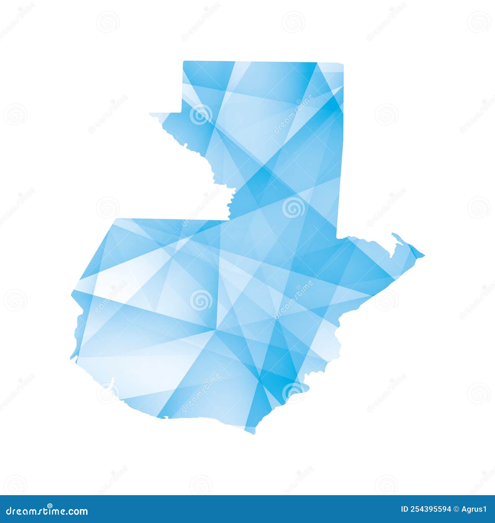 Vector Illustration of Guatemala Map with Blue Colored Geometric Shapes ...
