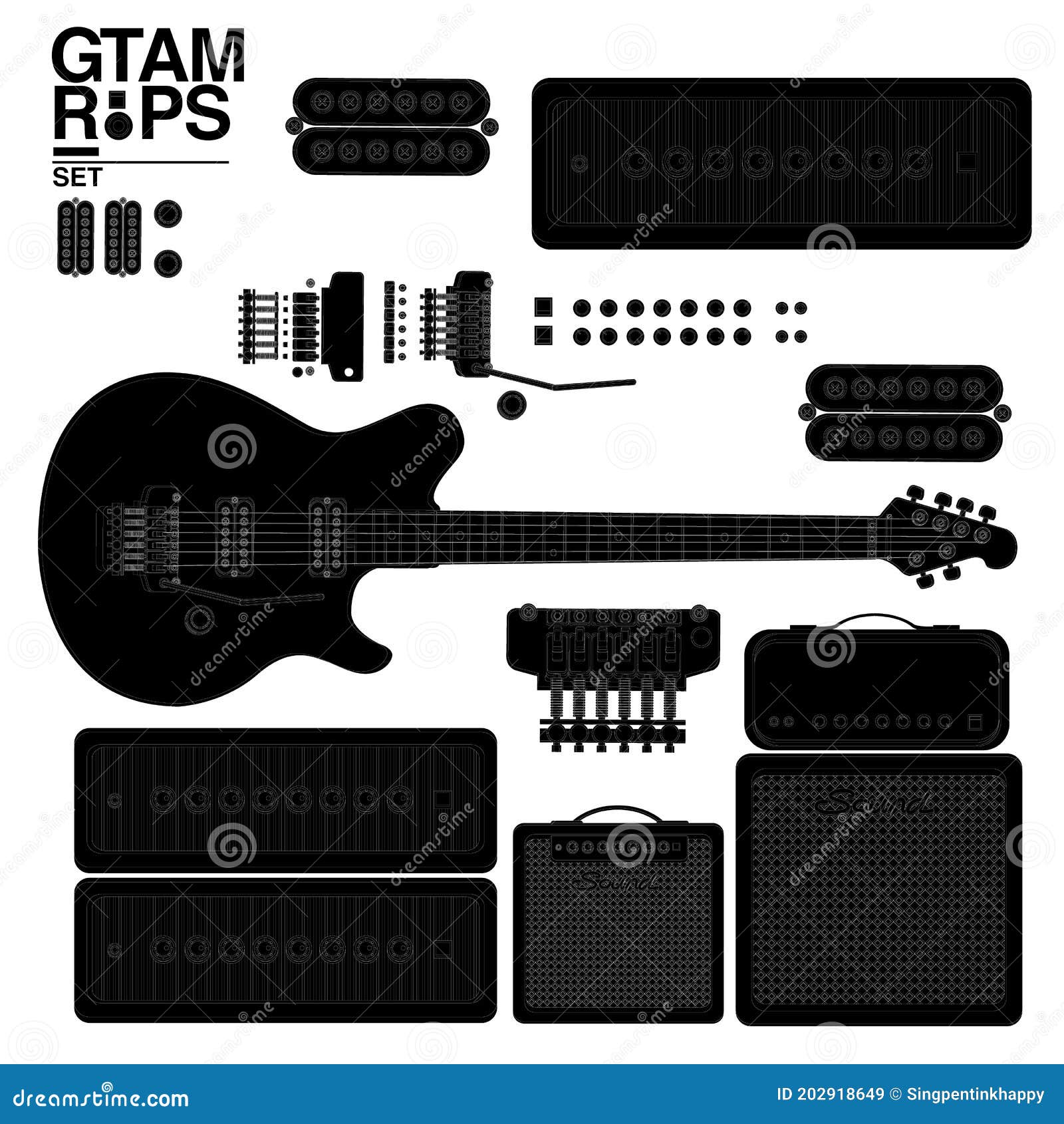 Vector Illustration Guitar and Amplifier for Pattern Stock Vector ...