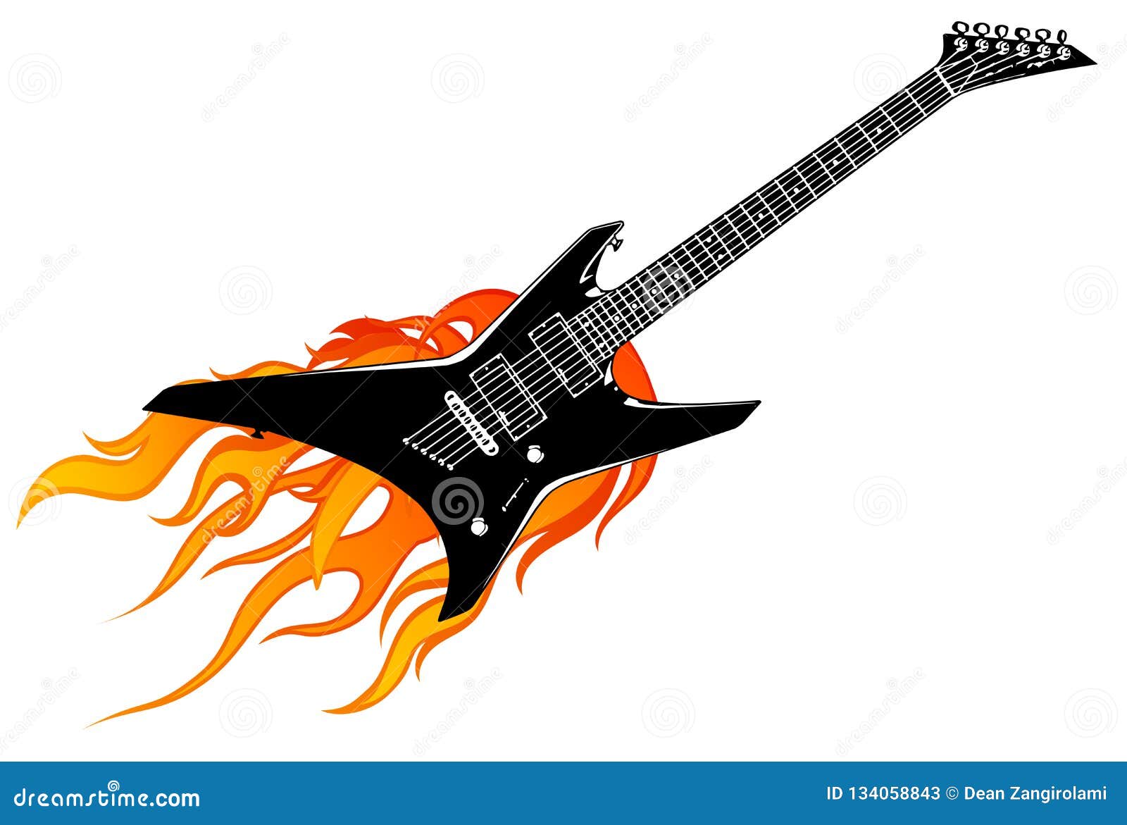 Vector Illustration Guitar with Flames and Fire Stock Vector ...