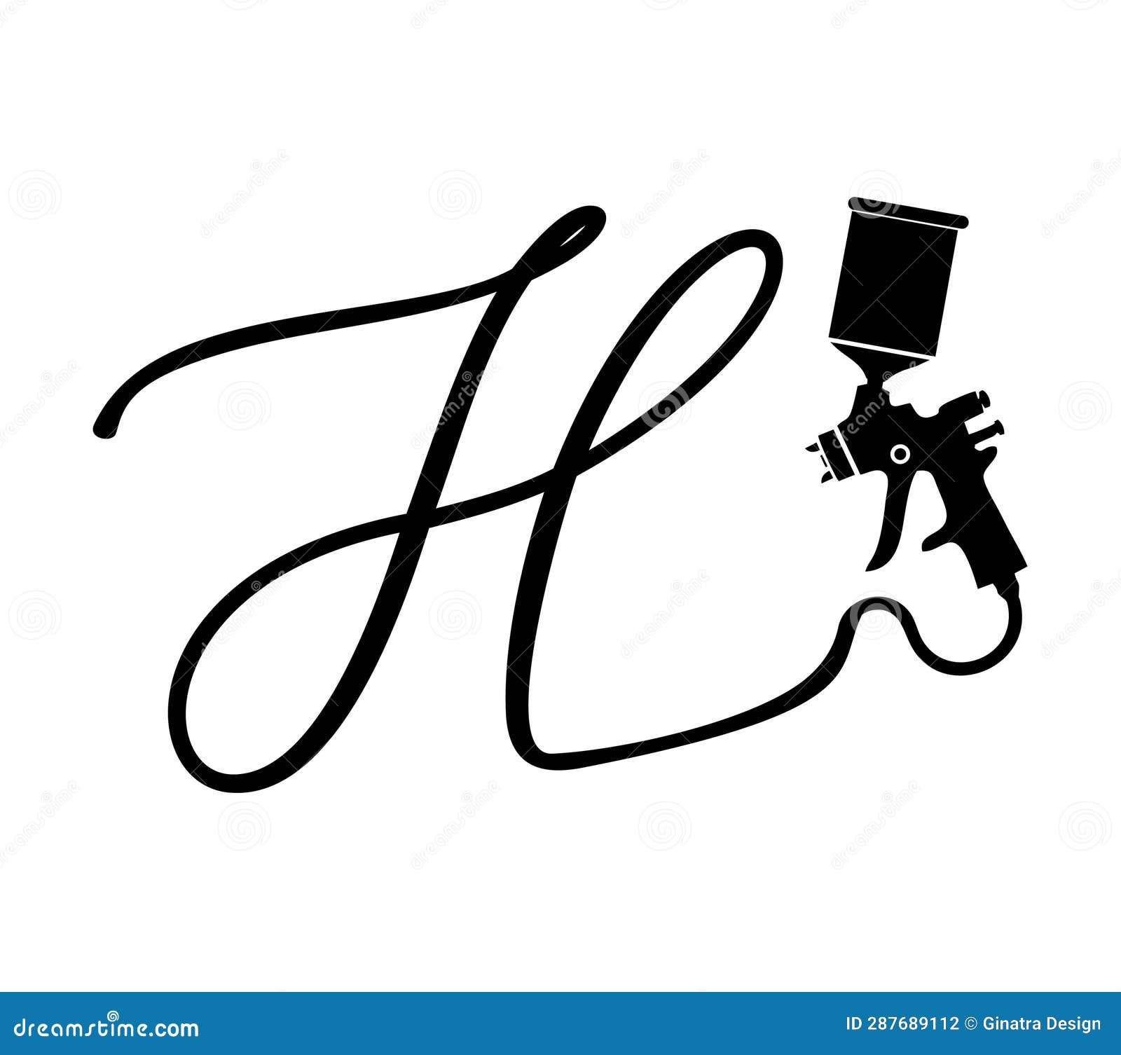 Gun Spray Paint Monogram Logo Initial Letter H Stock Vector ...