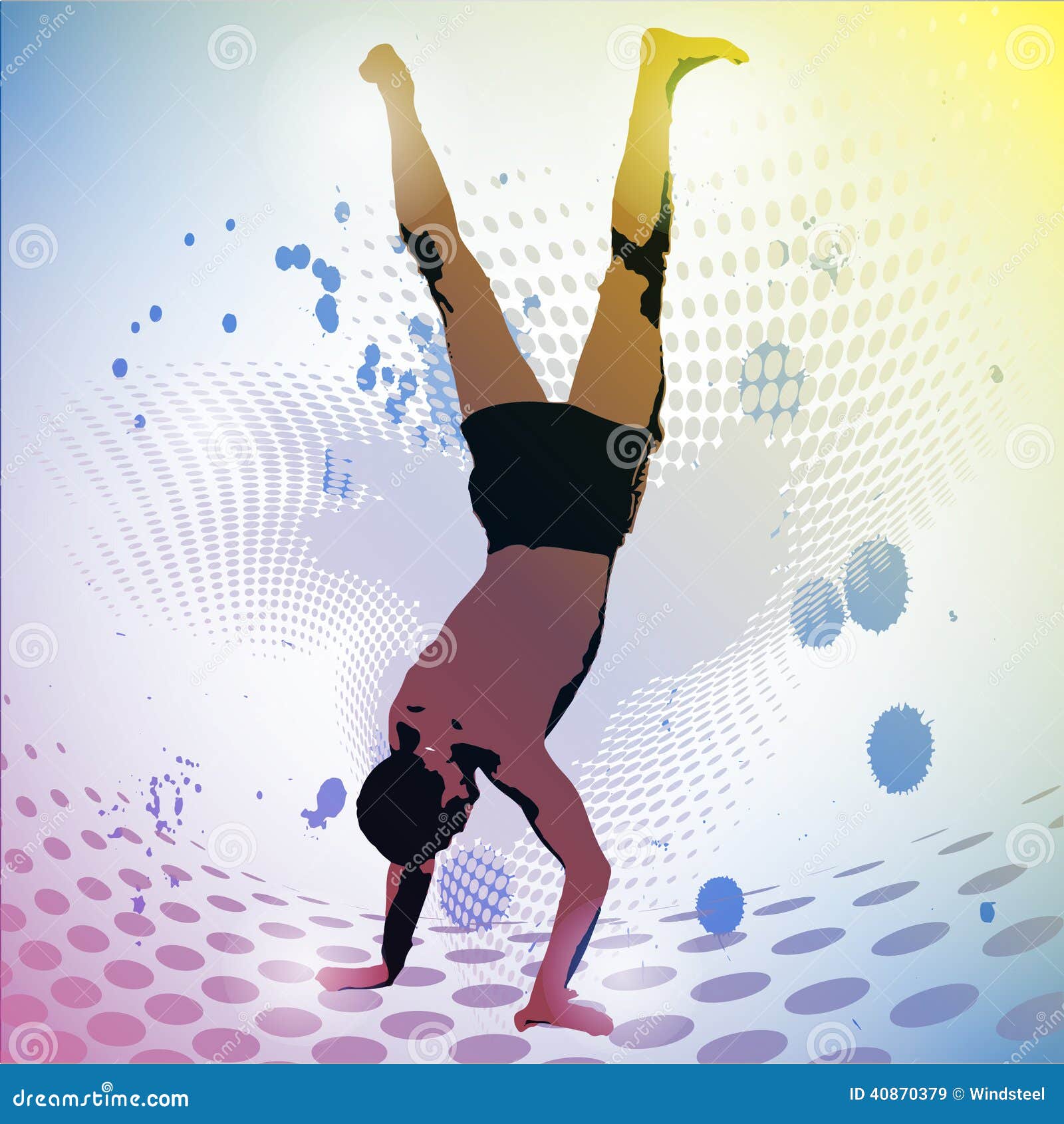 Vector Illustration of Guy Standing on His Hands Stock Vector ...