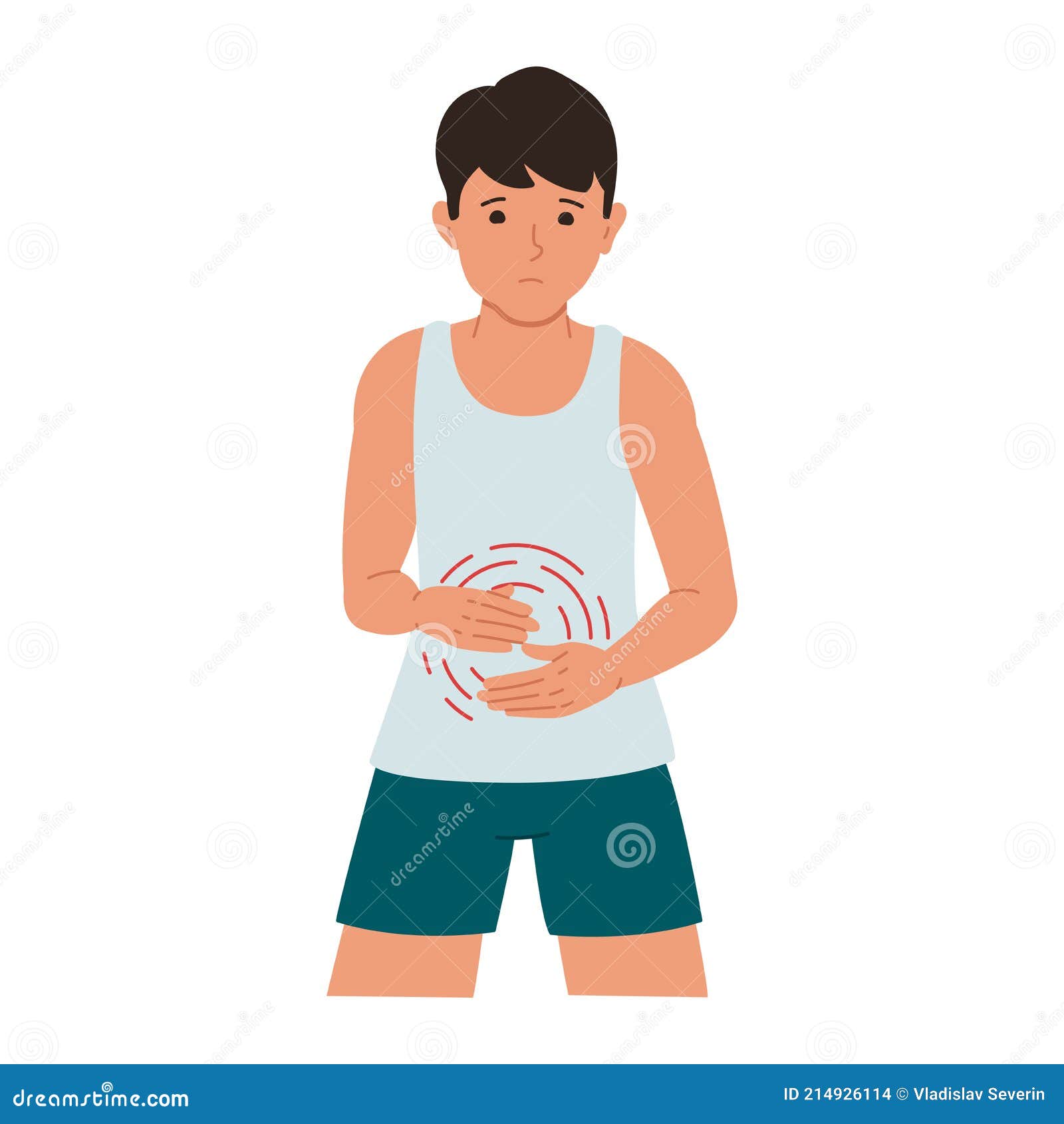 Guy Suffering from Abdominal Pain Stock Vector - Illustration of ...