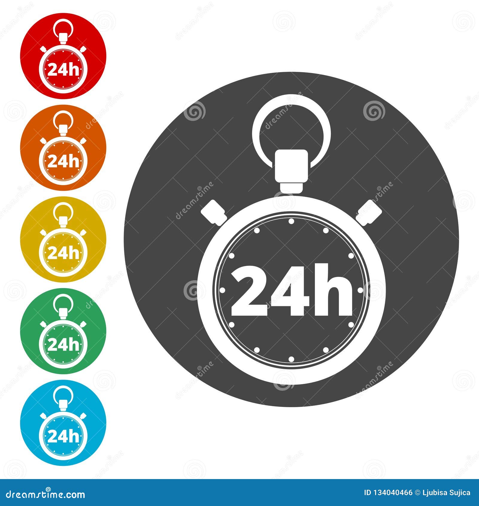 Vector Illustration of 24h Stopwatch Icon Stock Vector - Illustration ...