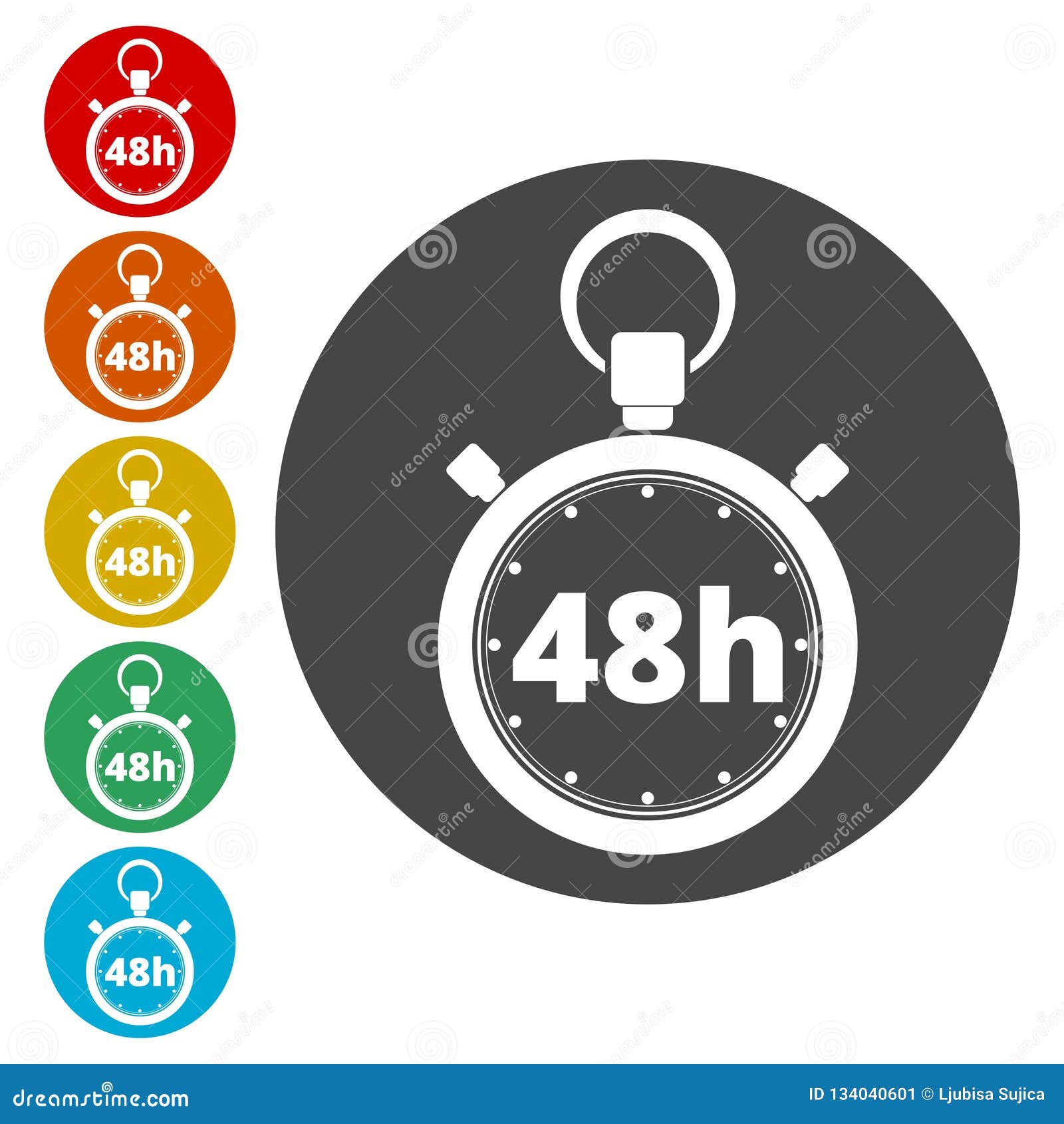 Vector Illustration of 48h Stopwatch Icon Stock Vector - Illustration ...