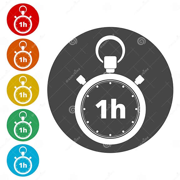 Vector Illustration of 1h Stopwatch Icon Stock Vector - Illustration of ...
