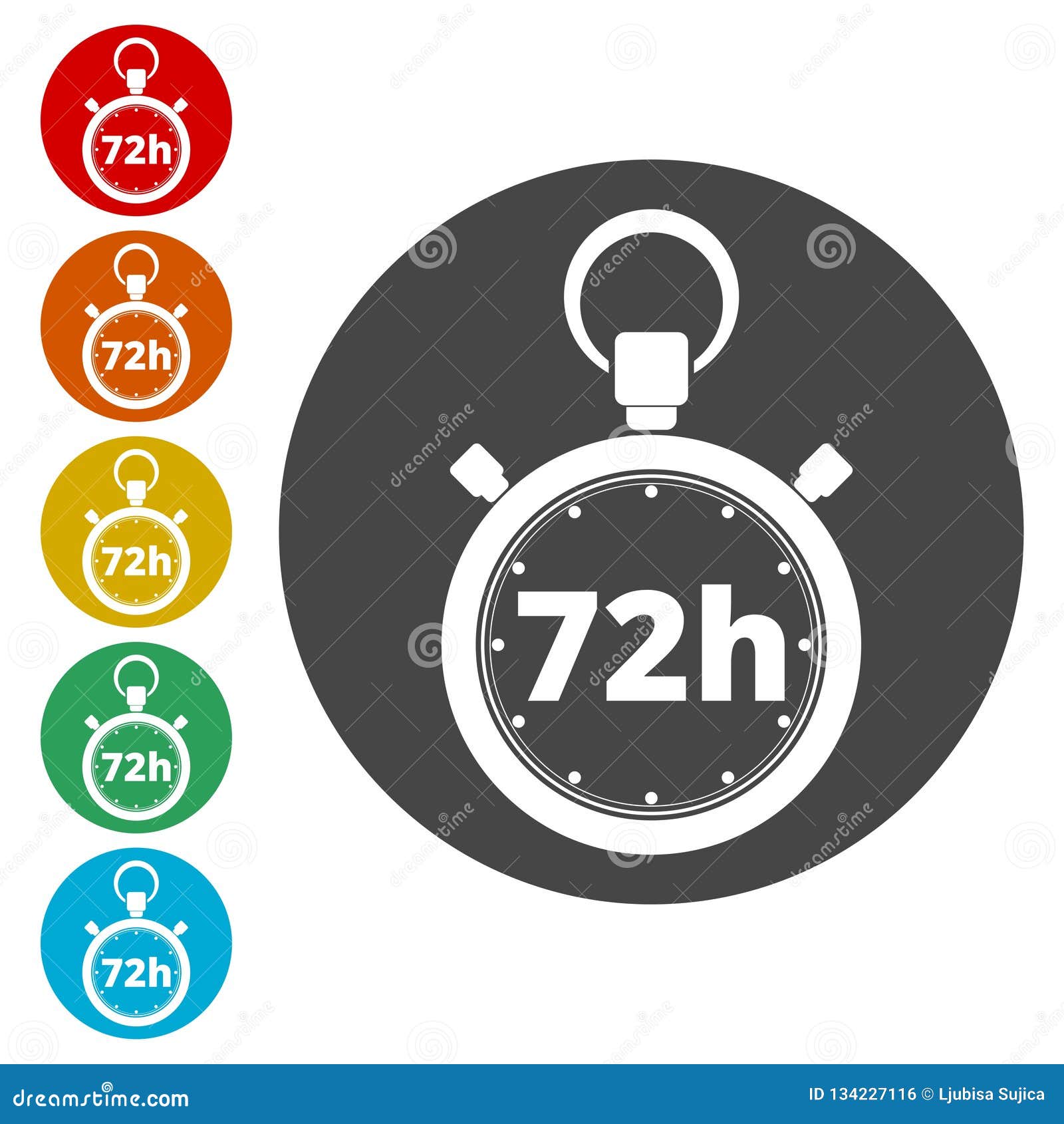 Vector Illustration of 72h Stopwatch Icon Stock Vector - Illustration ...
