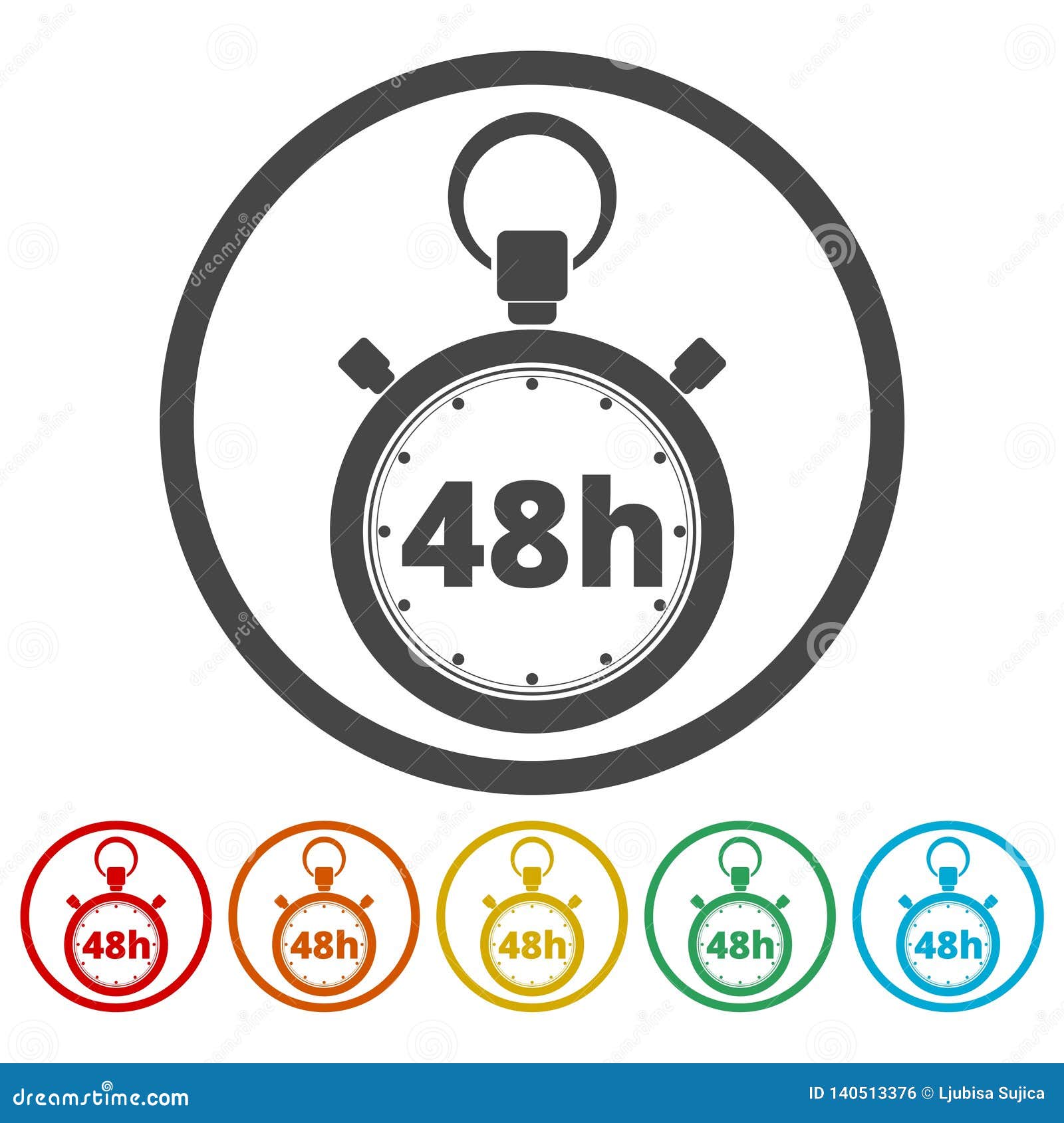 Vector Illustration of 48h Stopwatch Icon Stock Vector - Illustration ...