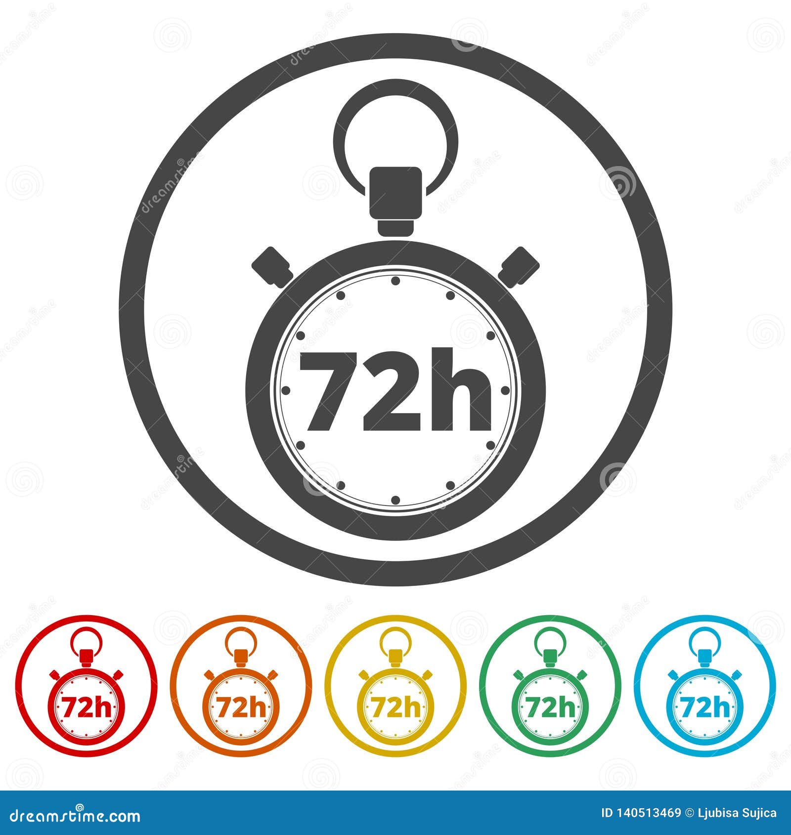 Vector Illustration of 72h Stopwatch Icon Stock Vector - Illustration ...