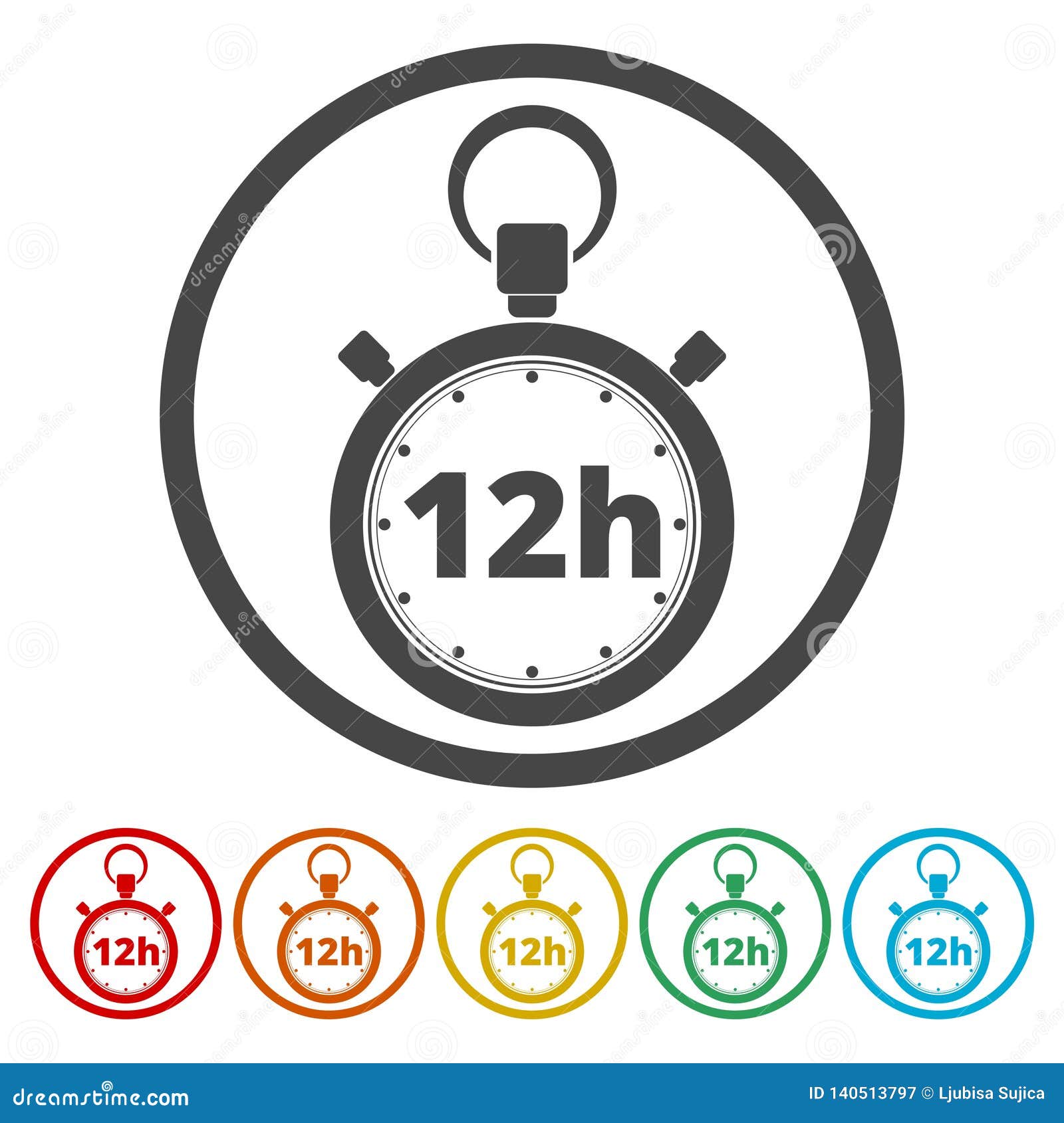 Vector Illustration of 12h Stopwatch Icon Stock Vector - Illustration ...