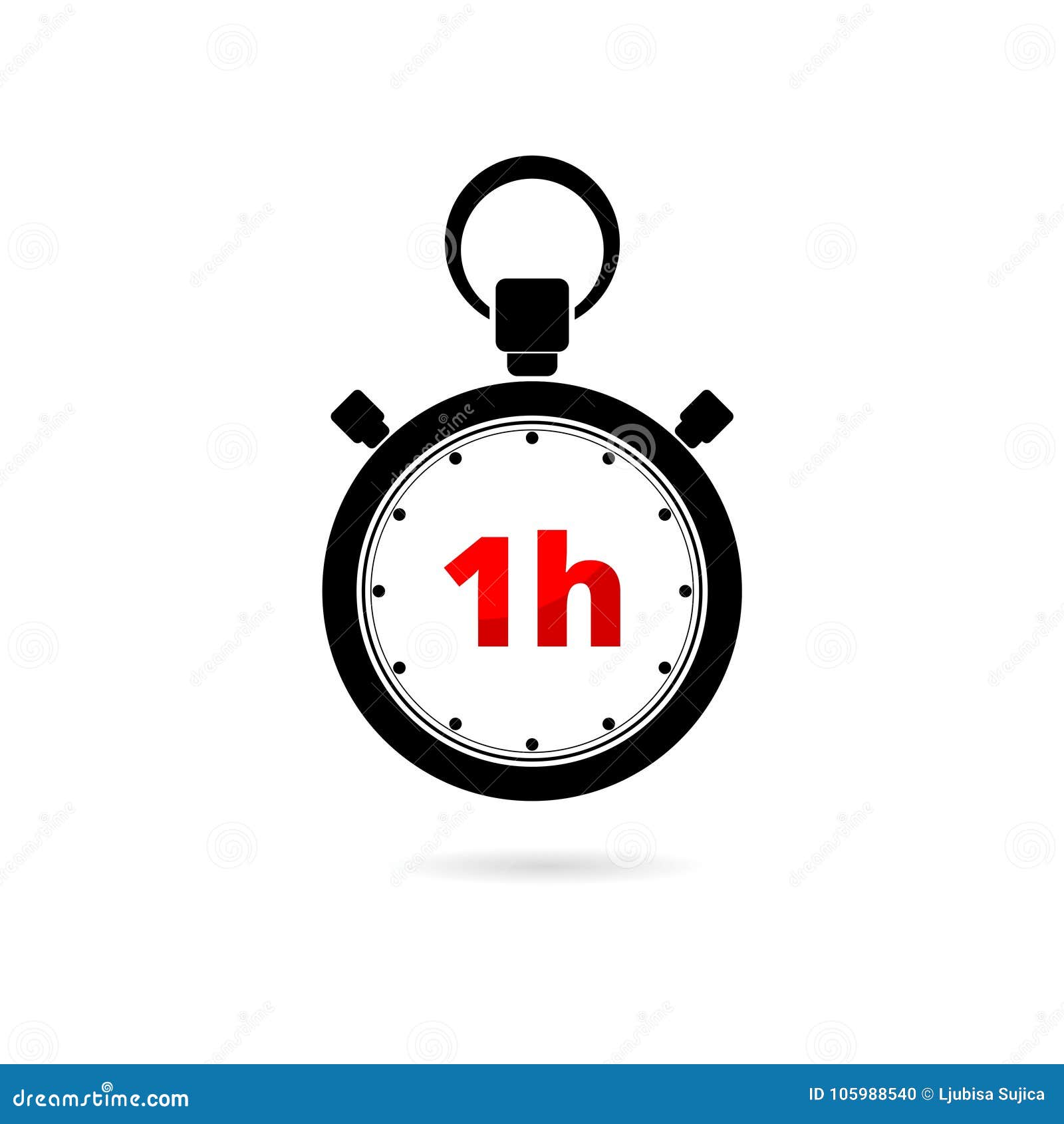 Vector Illustration Of 1h Stopwatch Icon On White Background ...