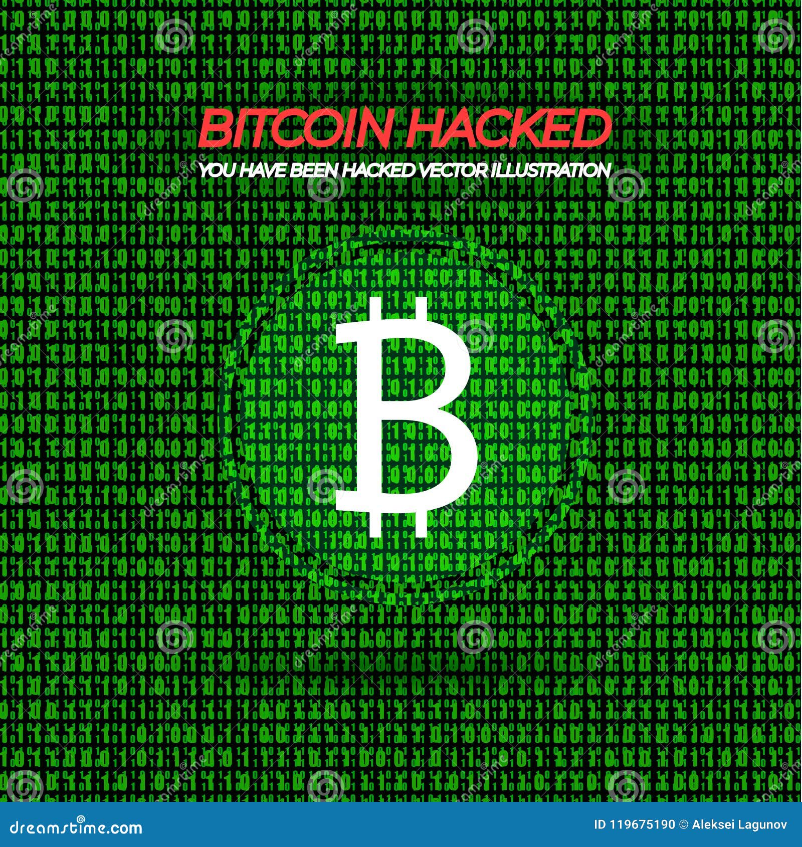 Vector Illustration: Hacked Bitcoin Wallet, Red Words and Green Matrix ... Vector Illustration: Hacked Bitcoin Wallet, Red Words and Green Matrix ...