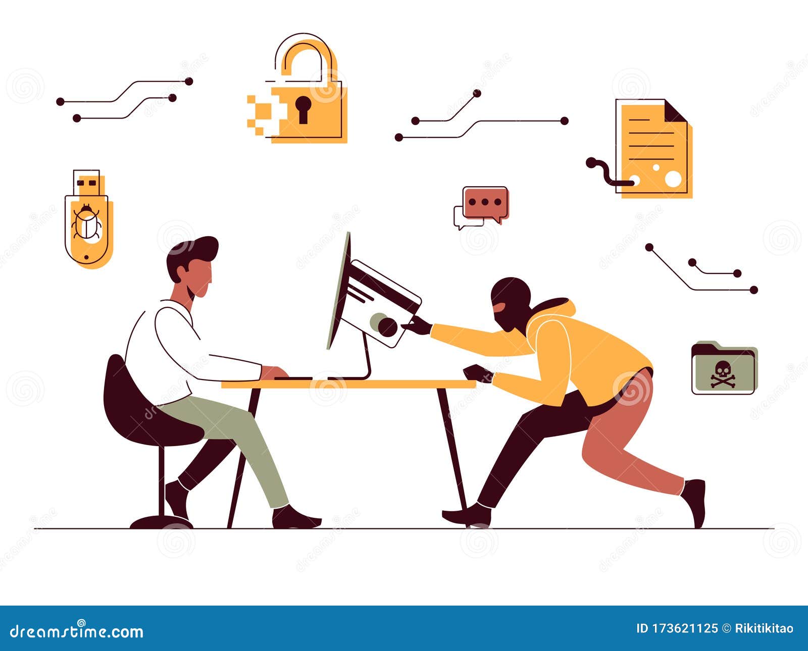 Vector Illustration of a Hacker Who Bypasses Computer Protection Stock ...