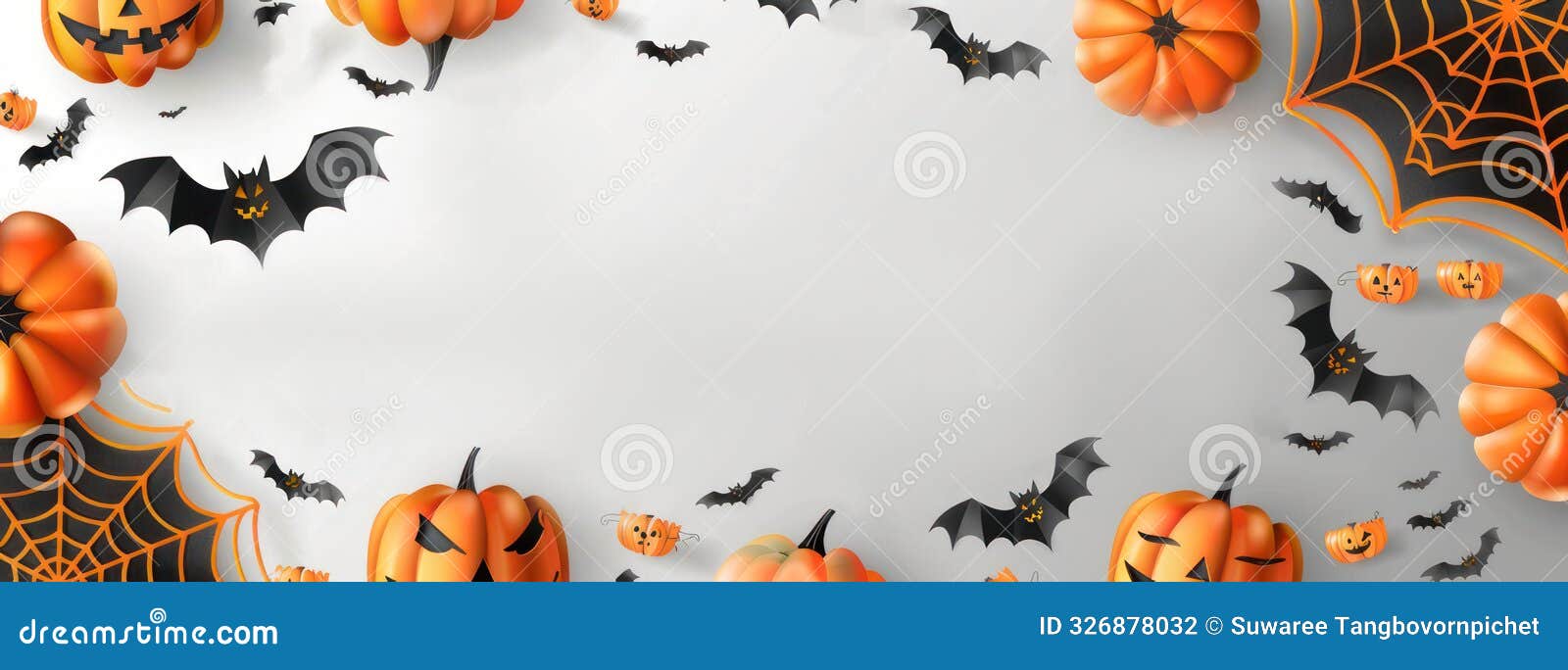 Vector Illustration of Halloween Empty White Background with Flags ...